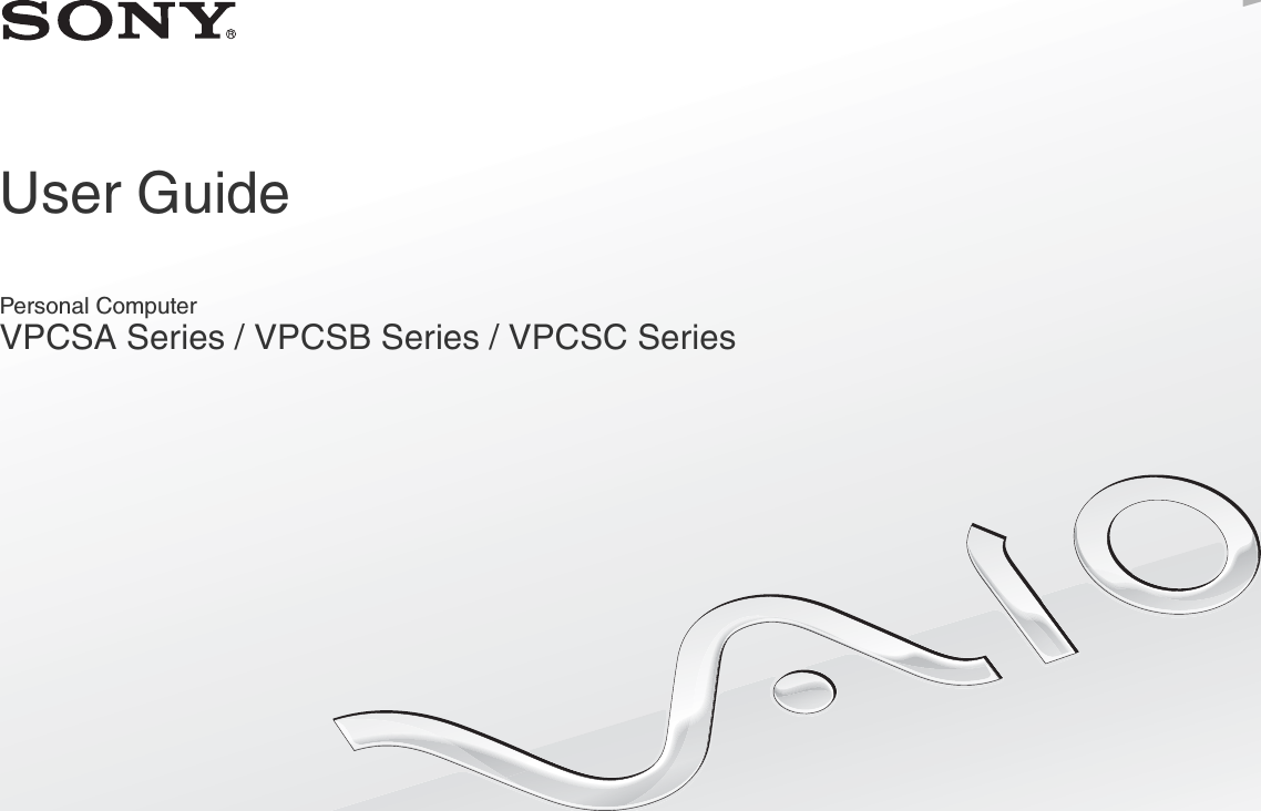 Sony PCG4121FL Personal Computer User Manual VPCSA Series VPCSB Series ...