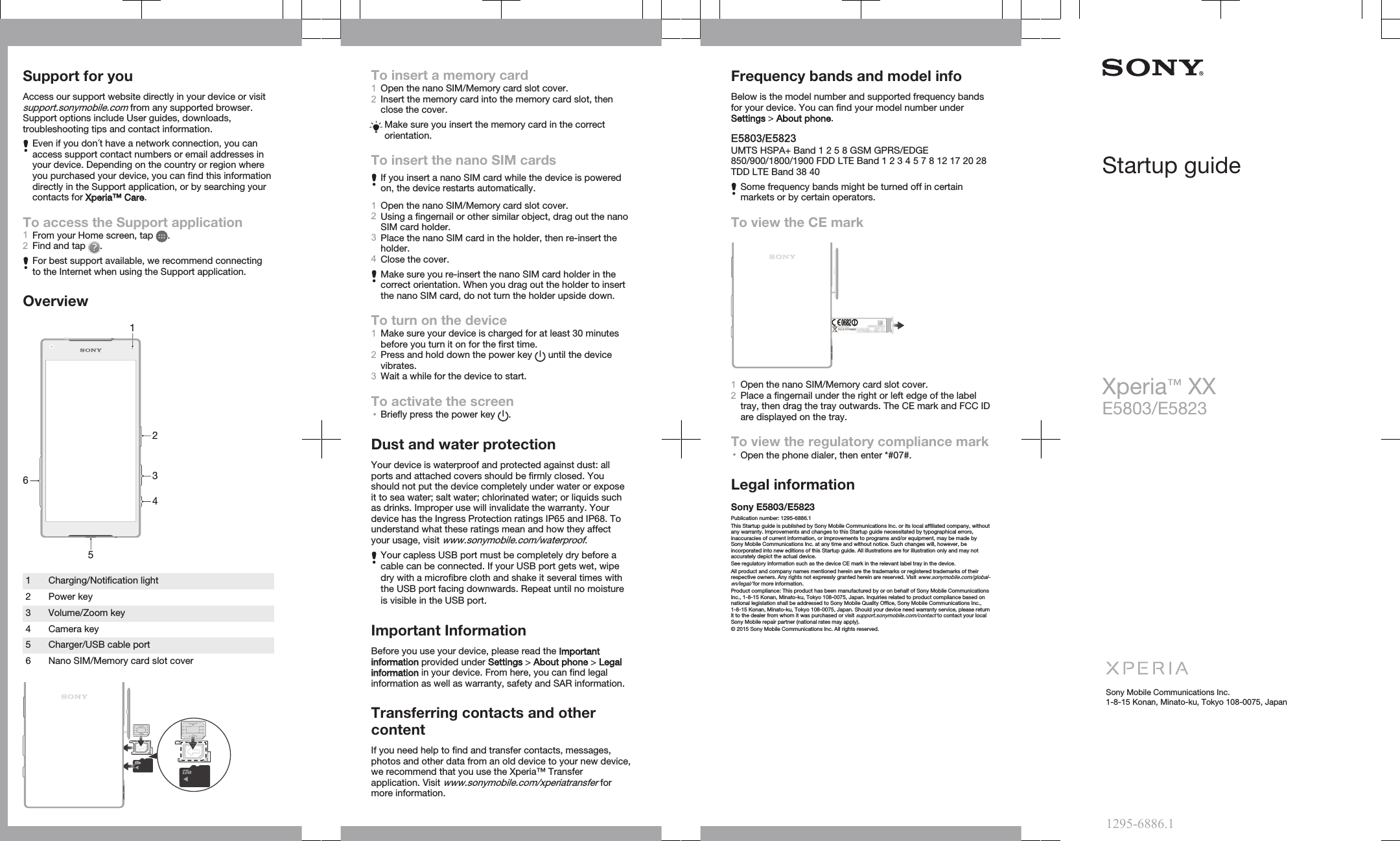Sony PM0880 GSM/WCDMA/LTE Phone + Bluetooth, DTS/UNII a/b/g/n/ac, ANT+ ...