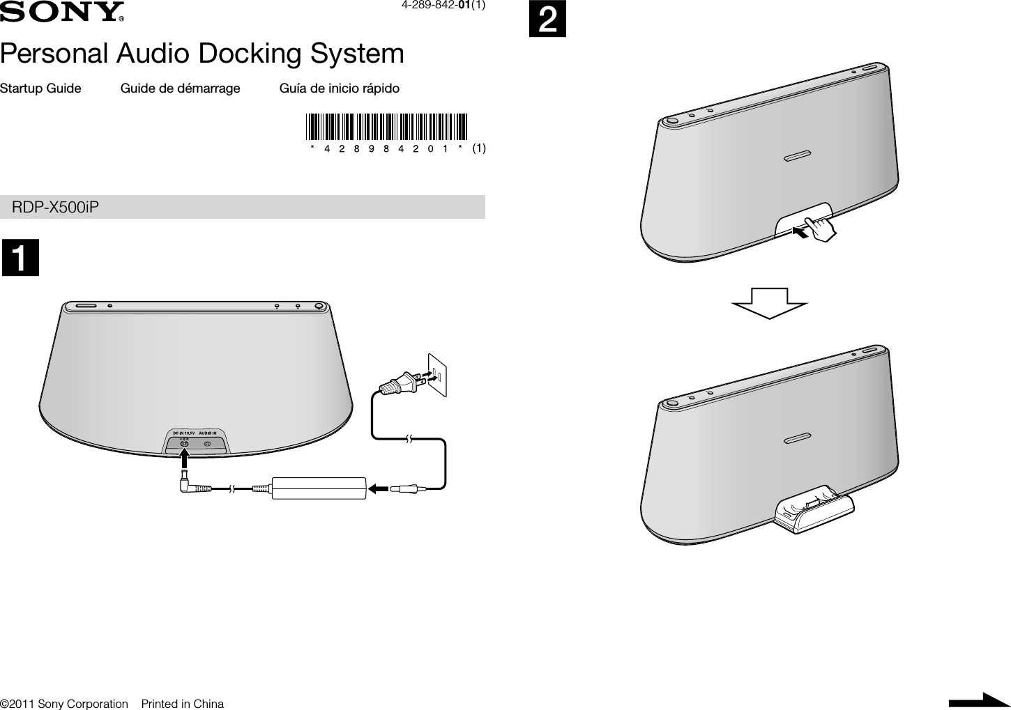 Sony RDP X500IP User Manual Startup Guide RDPX500IP Qs EN FR ES