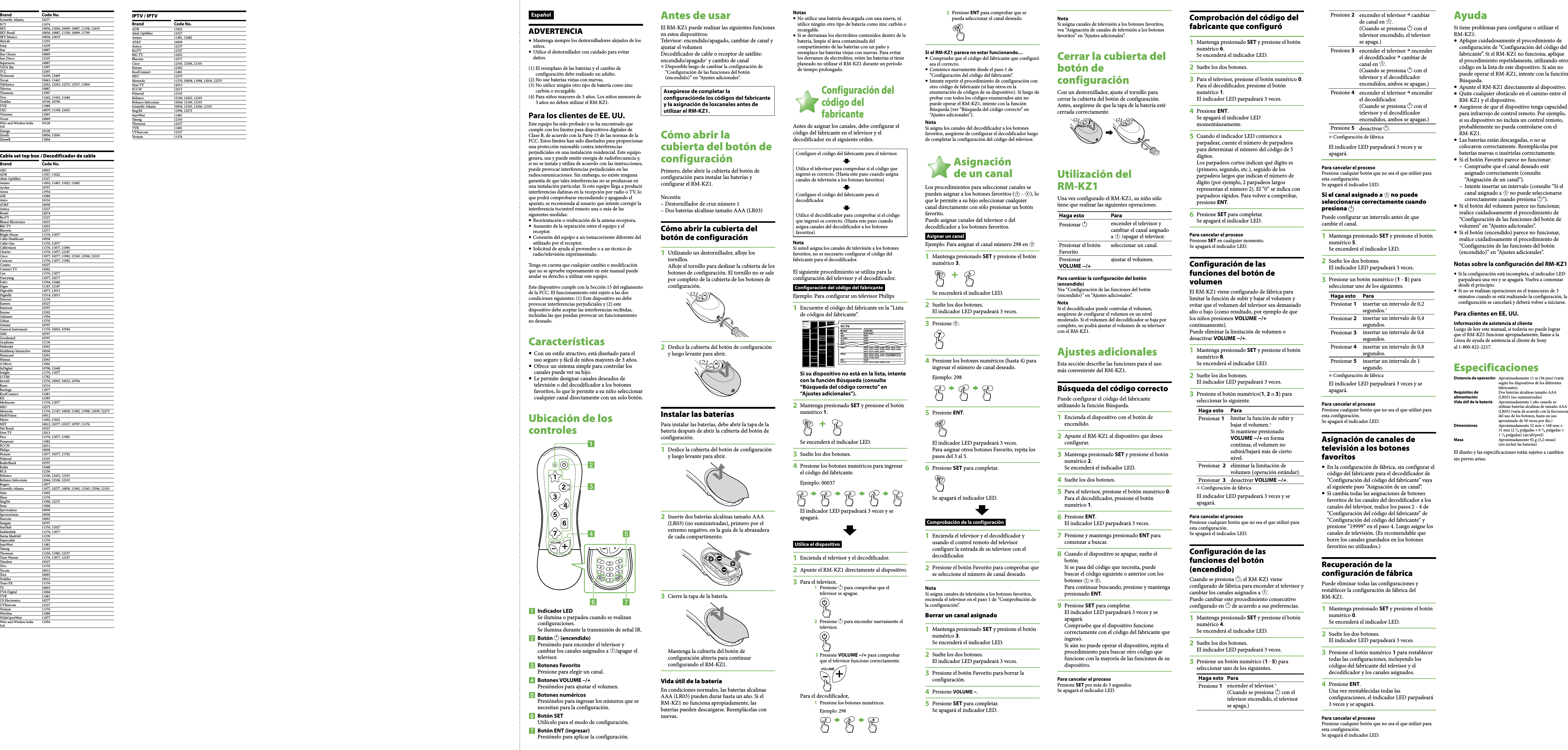 Sony RM KZ1 User Manual Operating Instructions And Manufacturers Code sony-rm-kz1-user-manual-operating-instructions-and-manufacturers-code