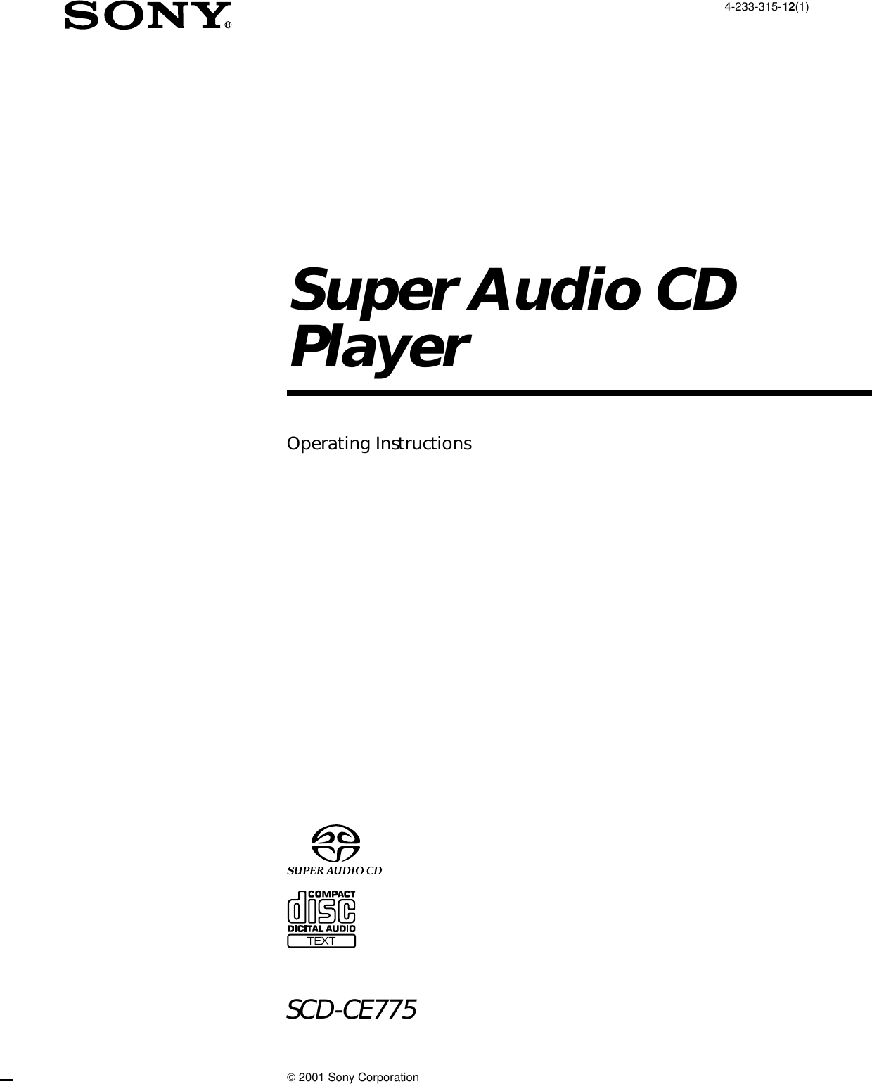 Sony SCD CE775 User Manual Operating Instructions SCDCE775