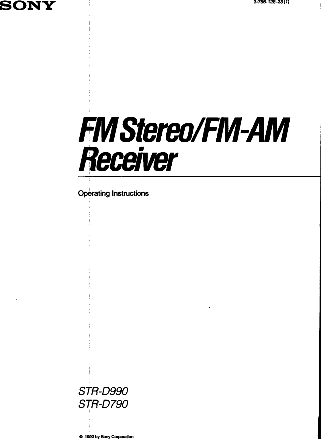 Sony STR D990 User Manual Operating Instructions