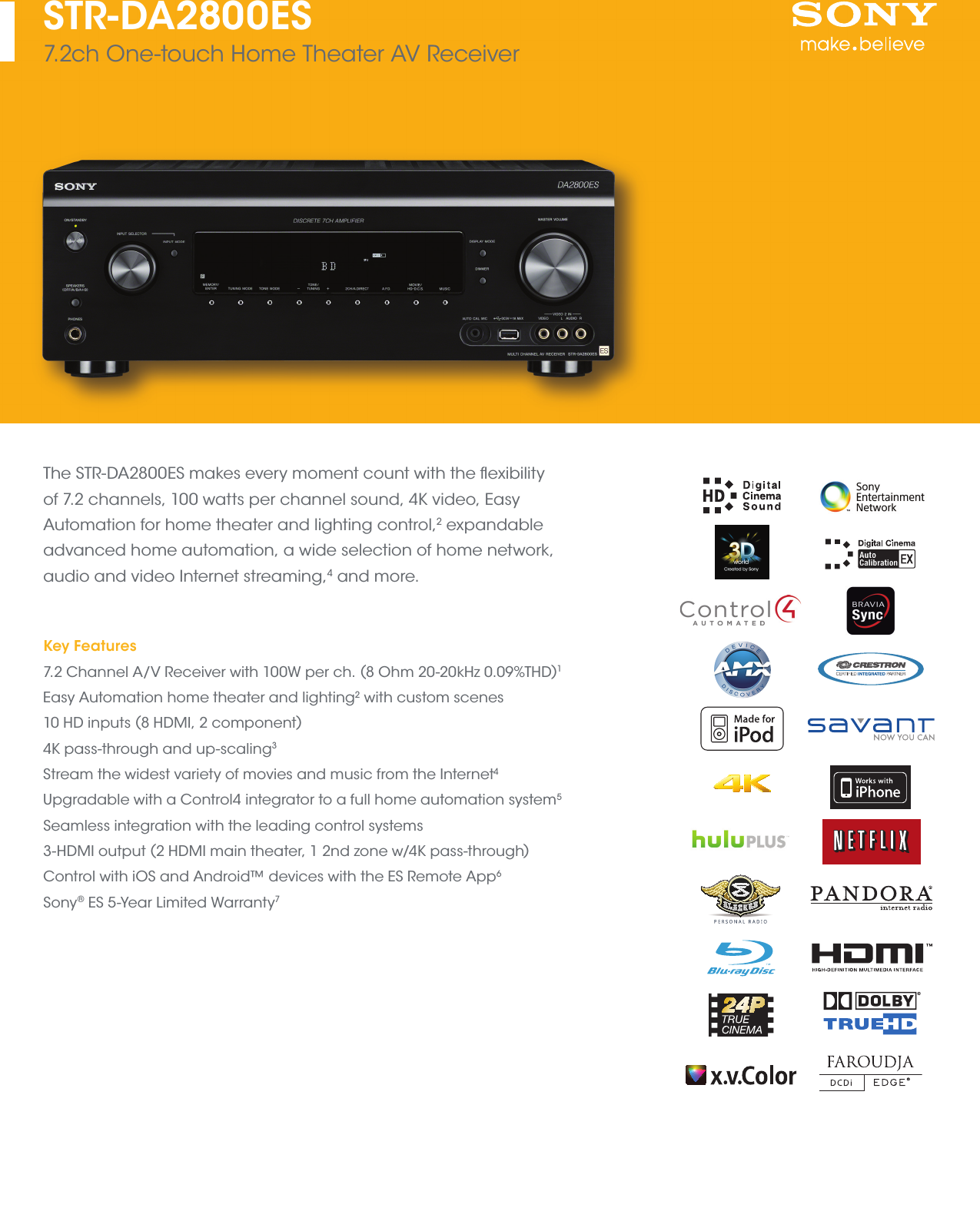 Sony STR DA2800ES SONY_STR DA2800ES_r5 User Manual Marketing Specifications