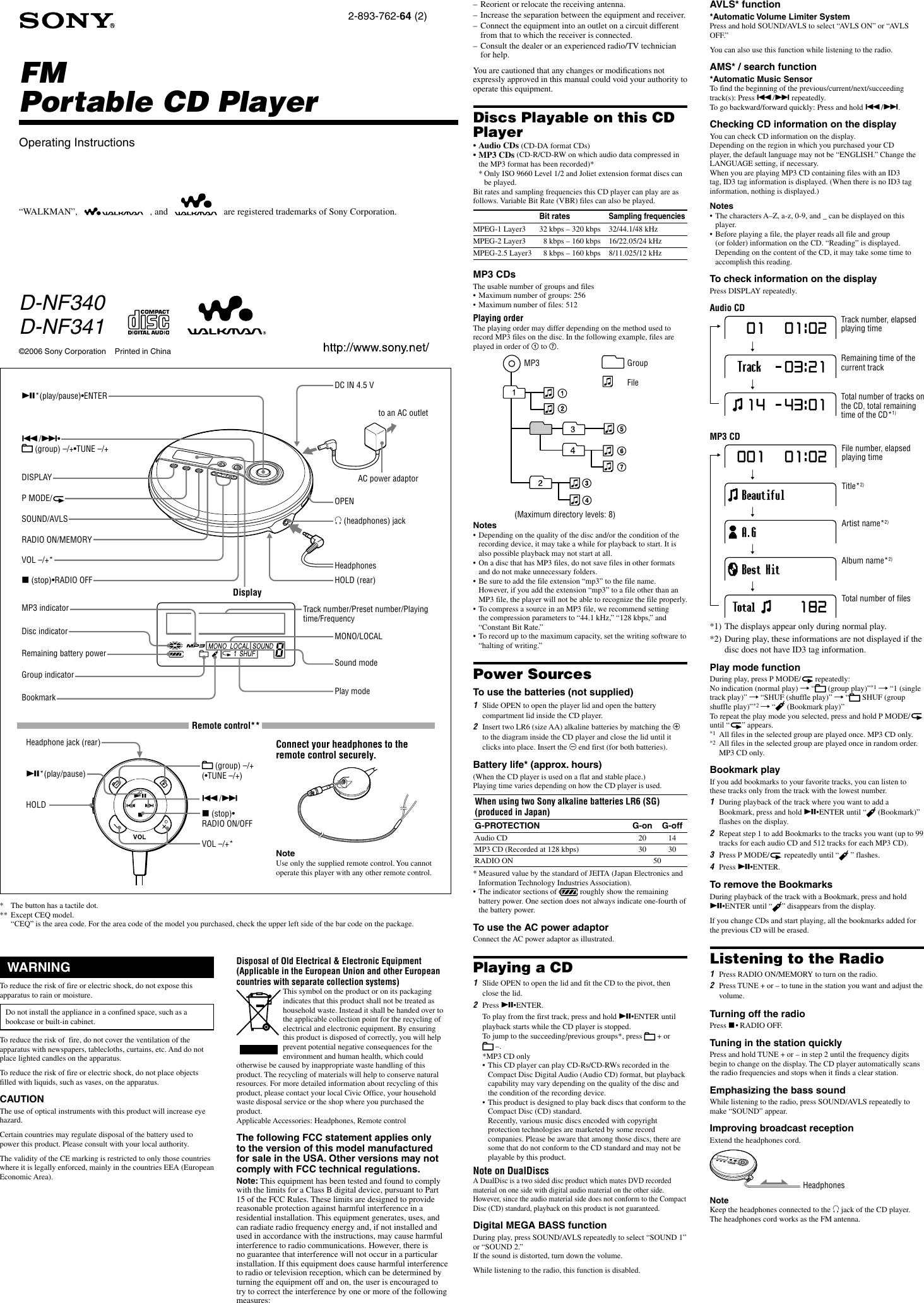 Sony D Nf341 Users Manual NF340/NF341