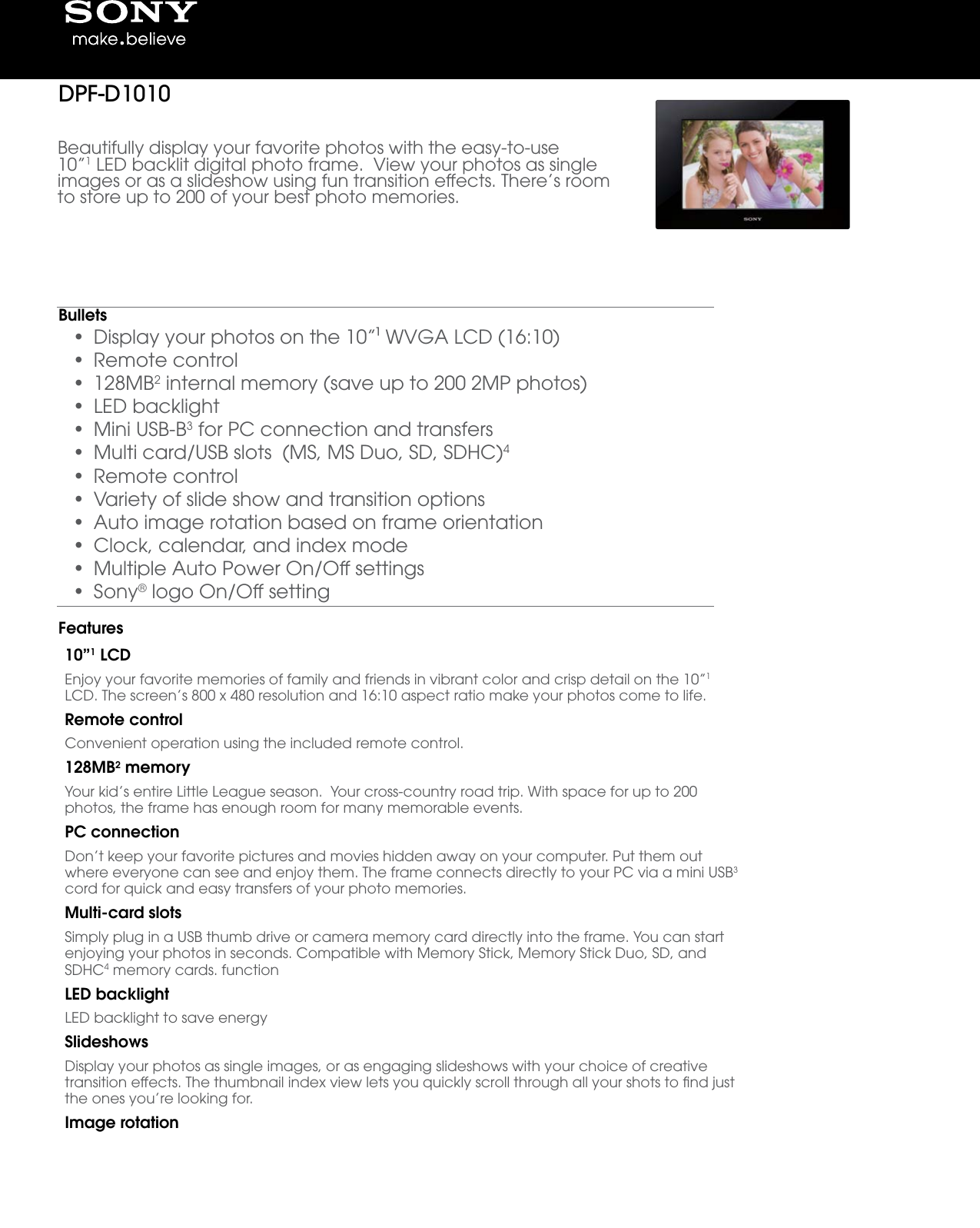 Sony Dpf D1010 Users Manual