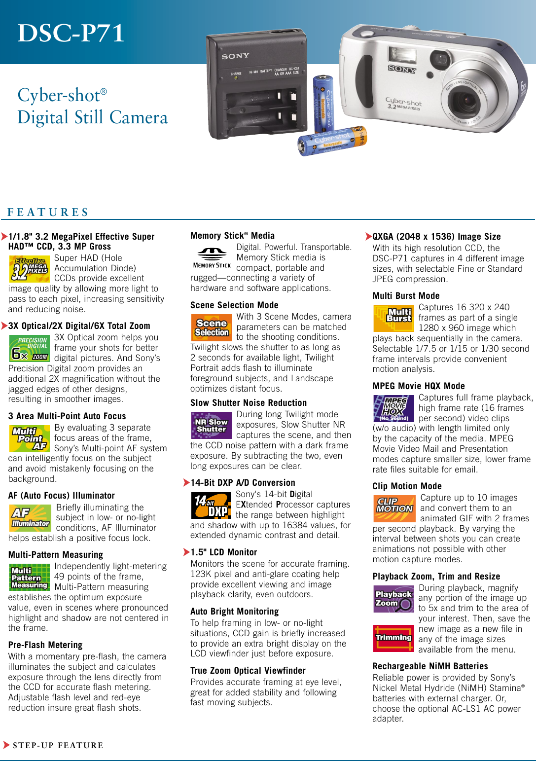 Sony Dsc P71 Marketing Specifications SON 920; Booklet