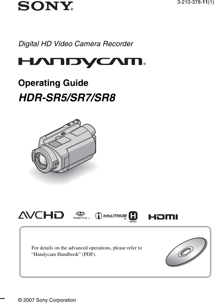 Sony Hdr Sr5 Operating Guide SR5/SR7/SR8