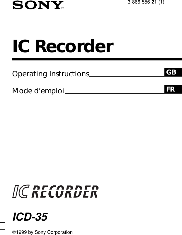 Sony Icd 35 Users Manual