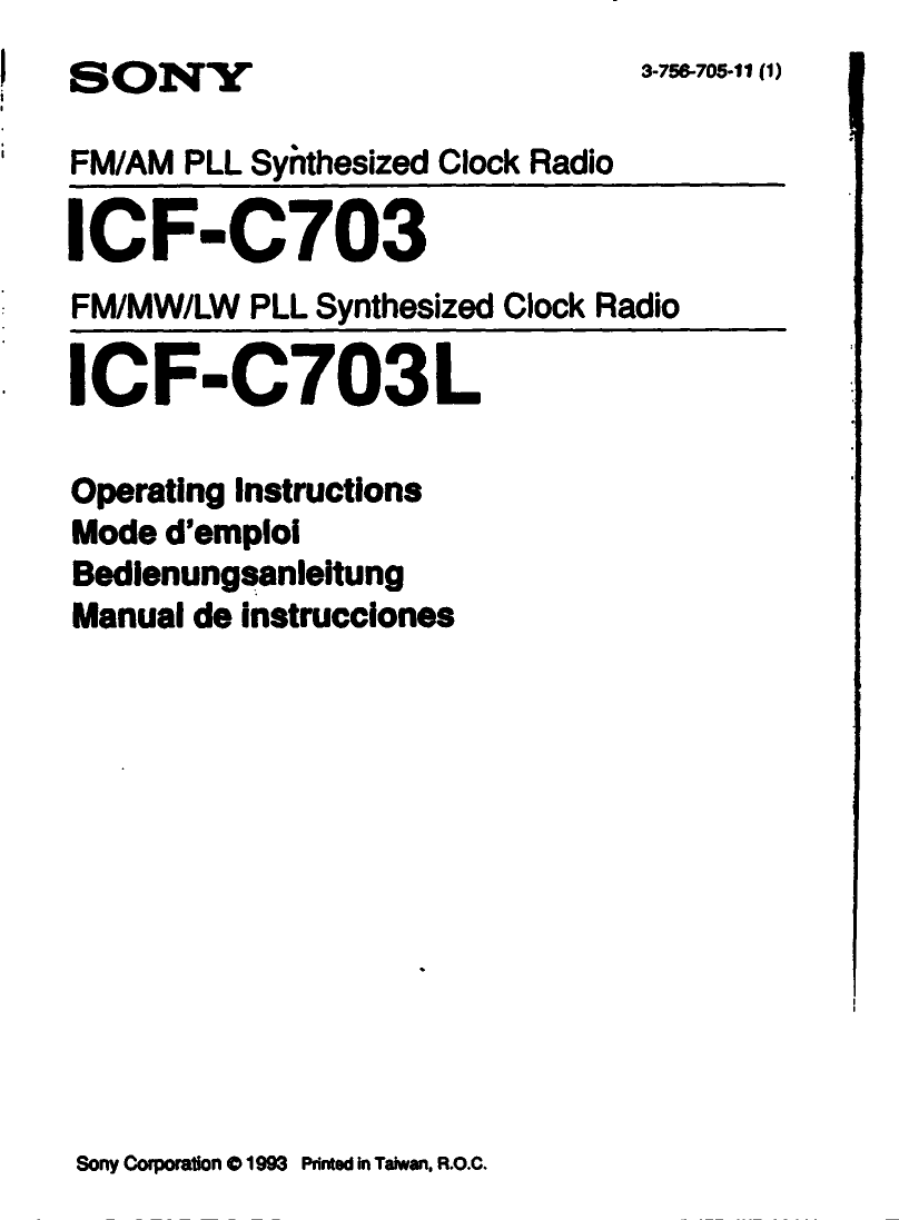 Sony Icf C703 Operating Instructions