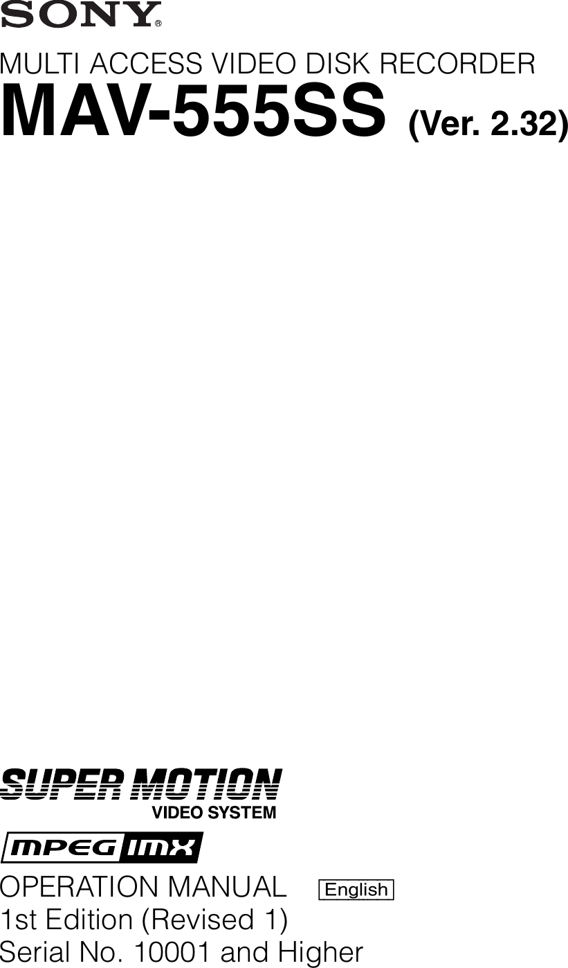Sony Mav 555Ss Users Manual