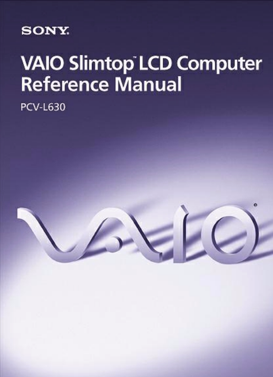 Sony Pcv L630 Reference Guide