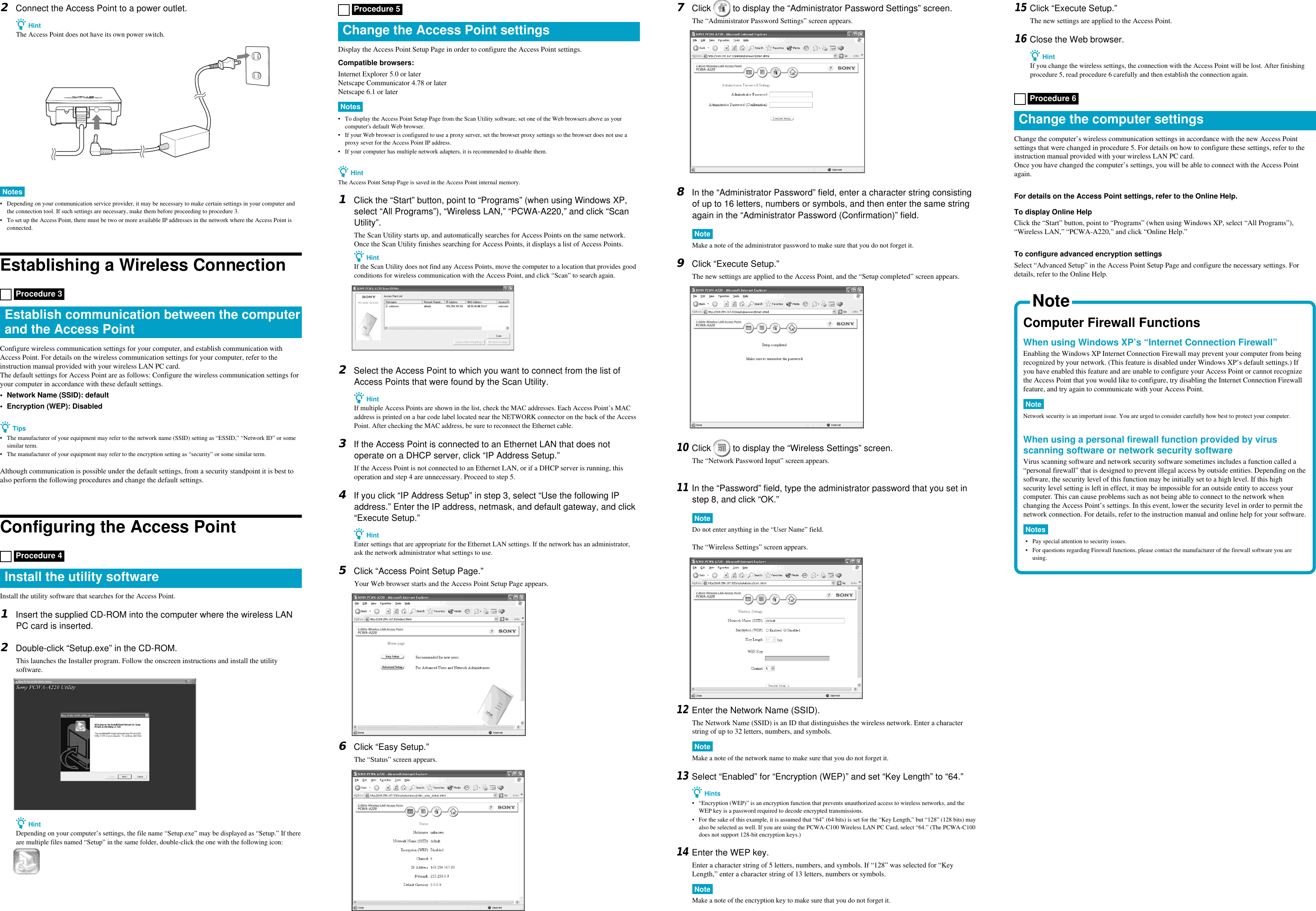 Sony Pcwa A220 Quick Start Guide