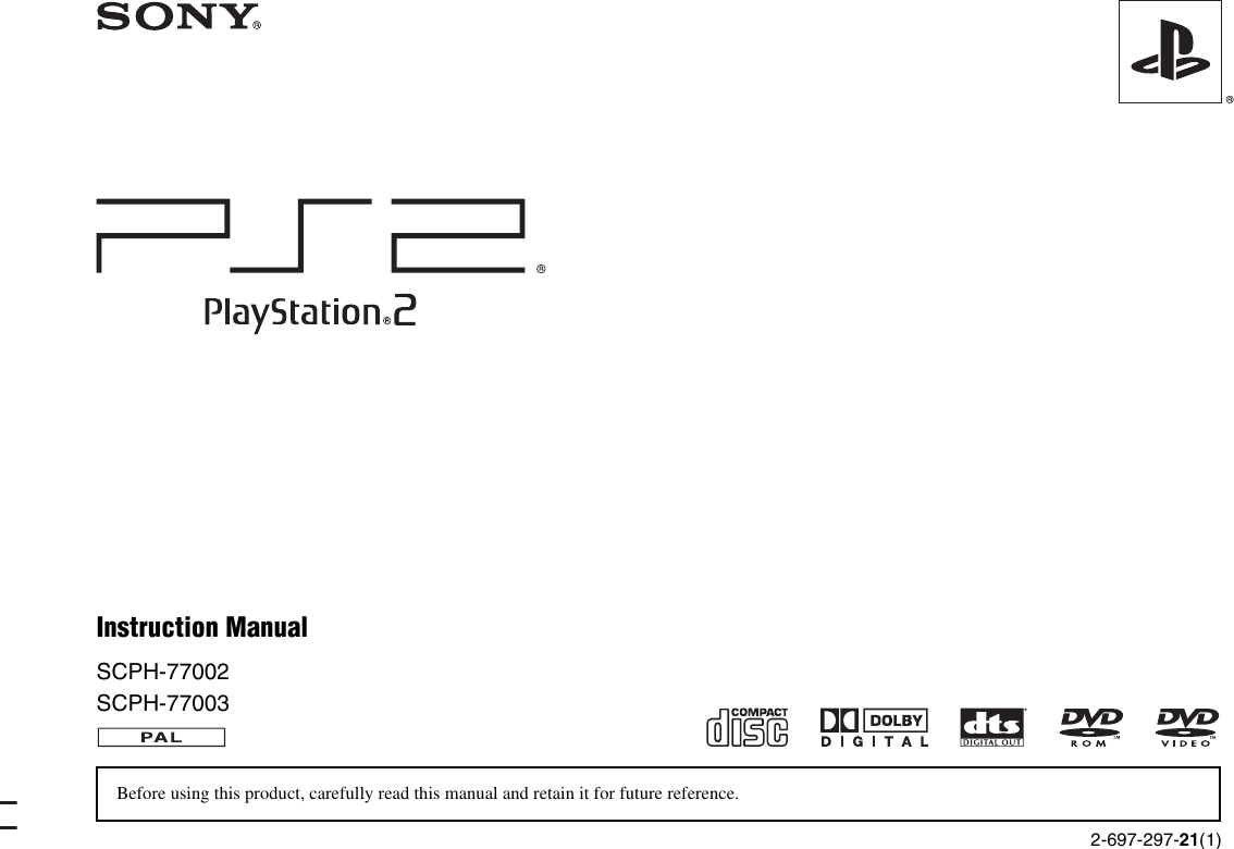 Sony Ps2 Scph 77002 Instruction Manual 77002/SCPH 77003