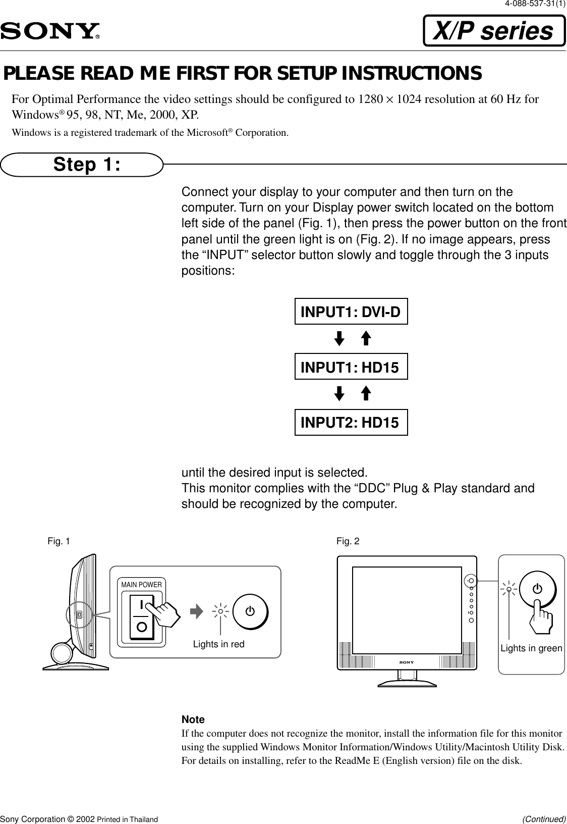 Sony Sdm P82 Setup Instructions X/P Series