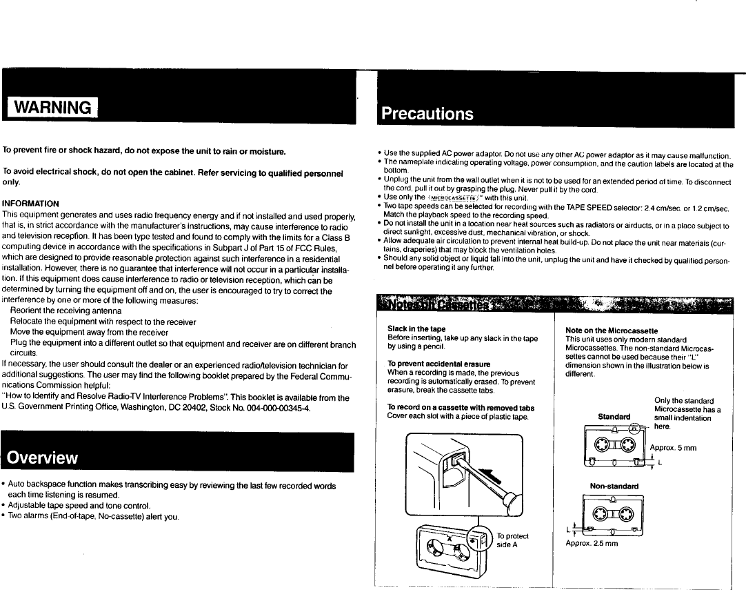 Sony M2000 Microcassette Transcribing Machine Users Manual
