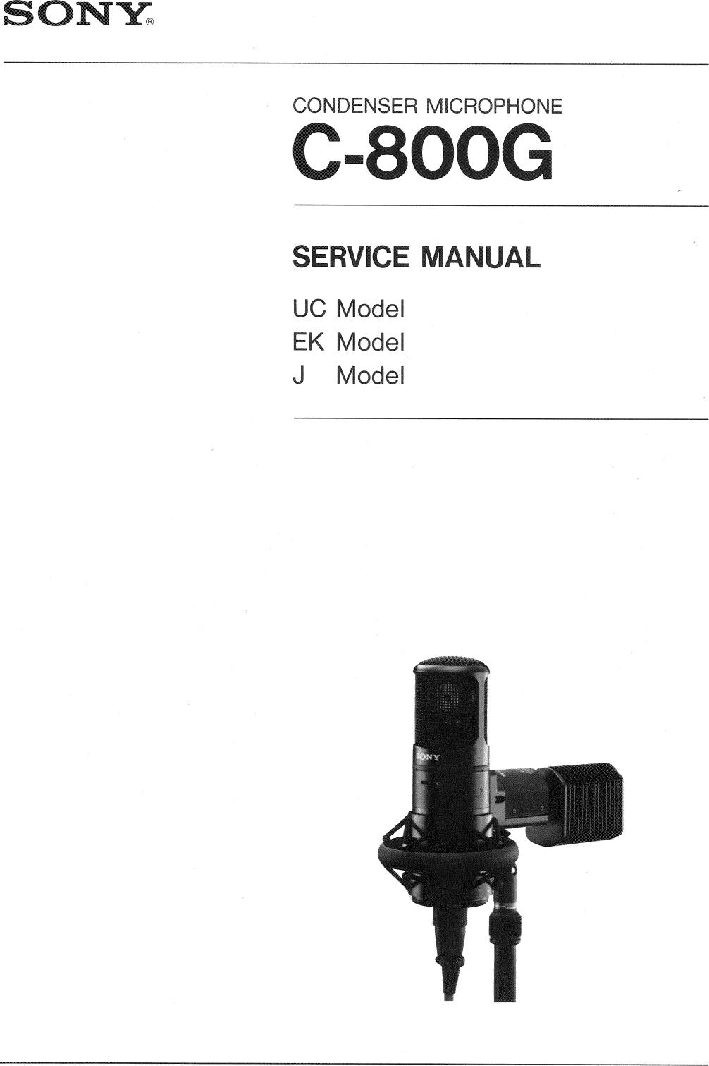 Sony Microphone C 800G Users Manual