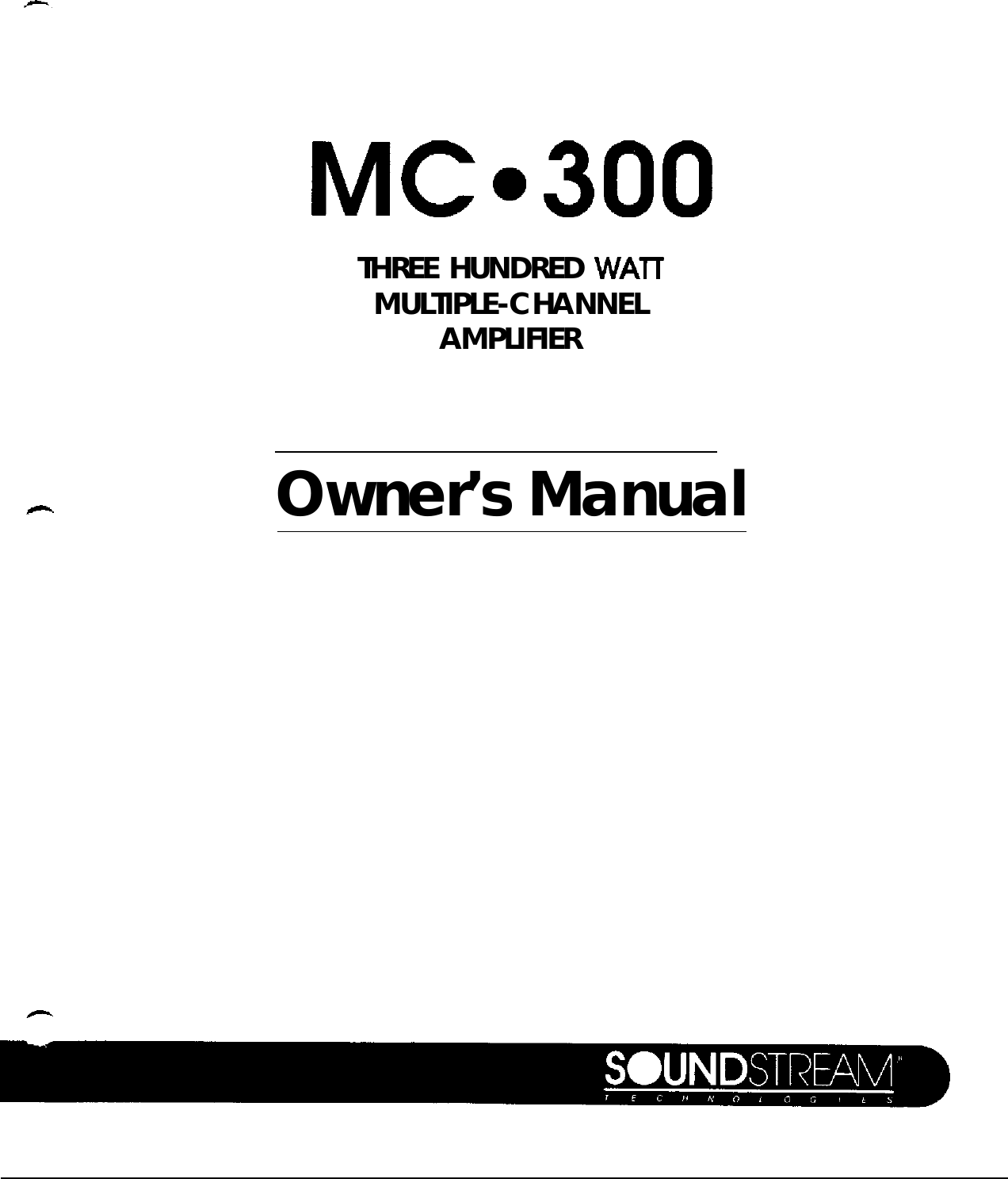 Soundstream Technologies Mc 300 Users Manual