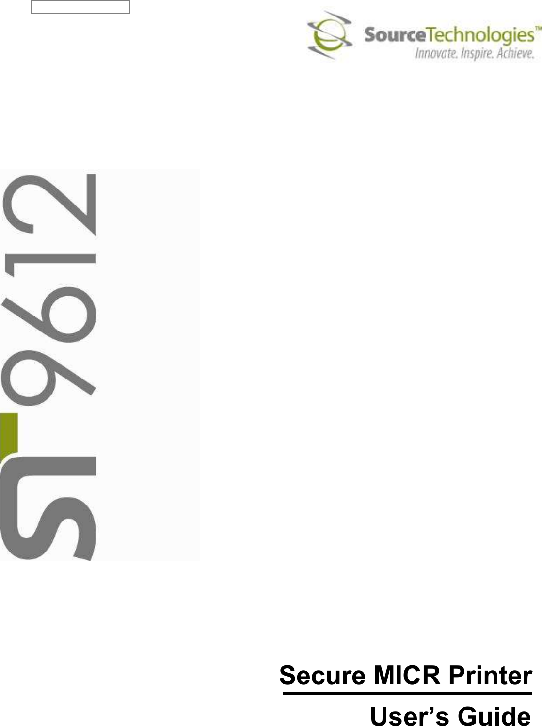 Source Technologies Secure Micr Printer St9612 Users Manual