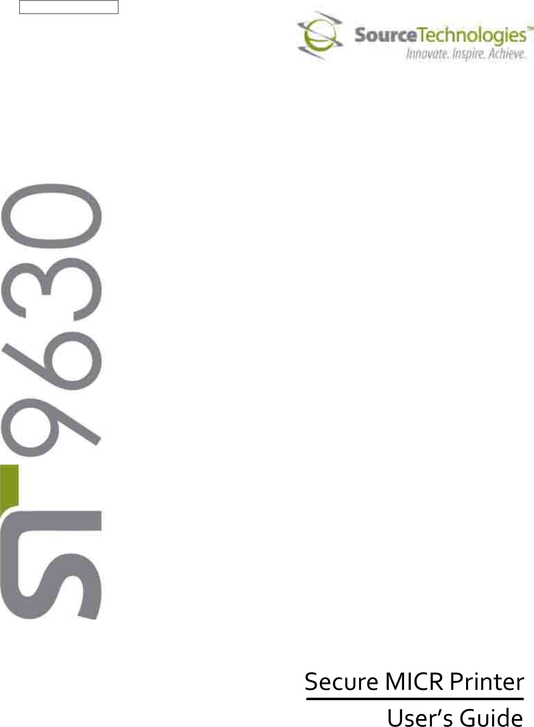Source Technologies Secure Micr Printer St9630 Users Manual 1