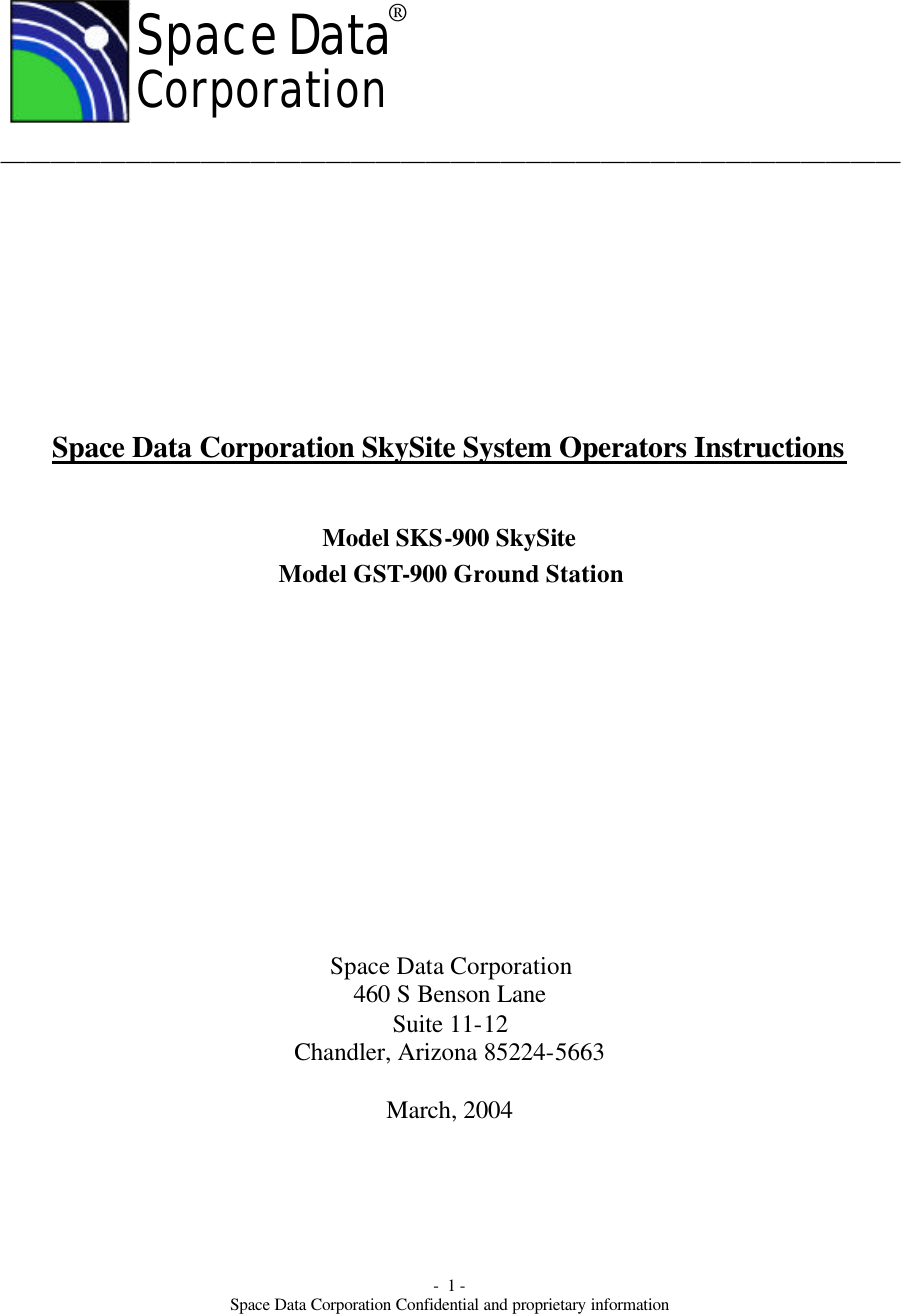 Space Data GST900 Narrow Band PCS User Manual SDC Users manual final