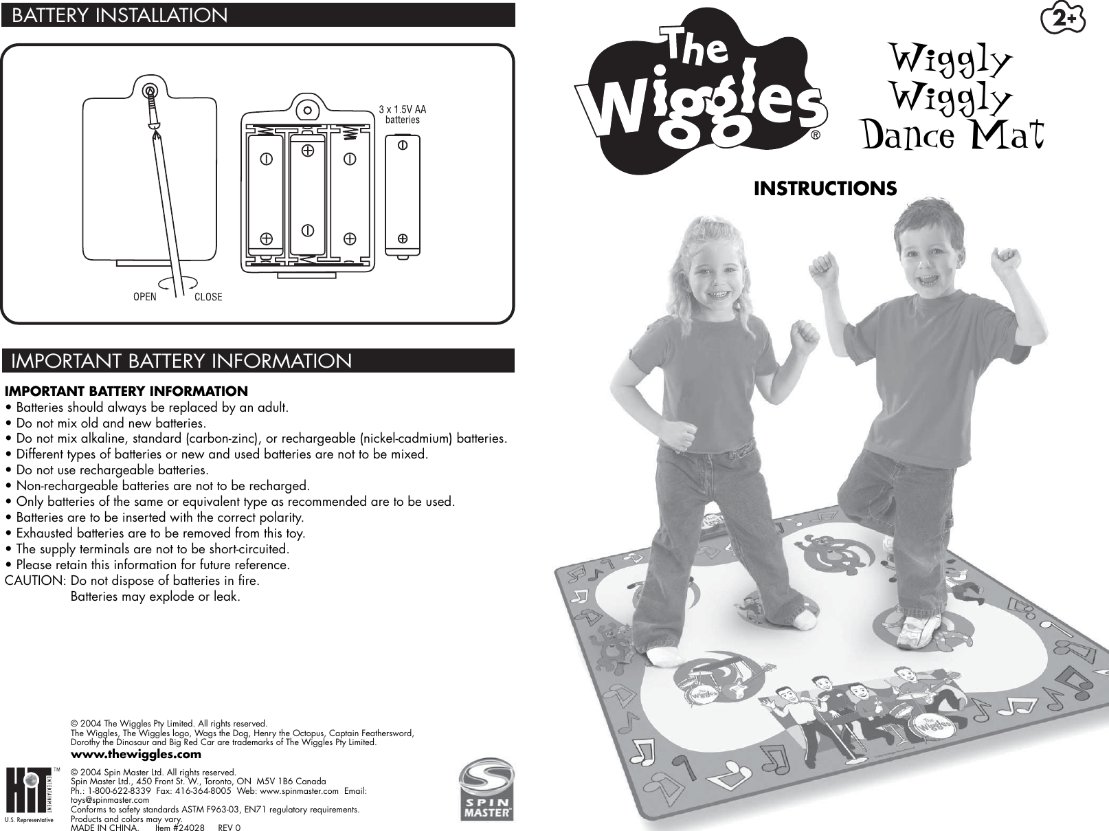 Spin Master Wiggly Dance Mat Users Manual