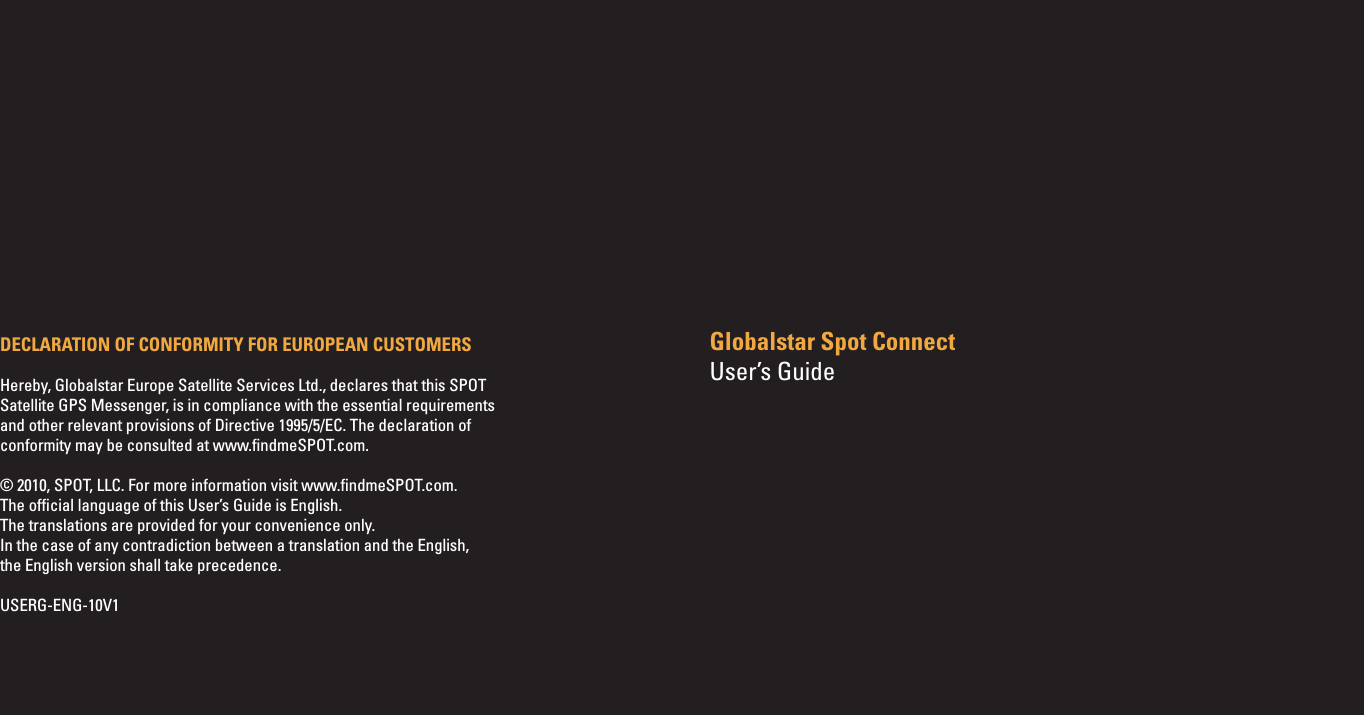 Spot SMTPH 2.4 GHz Bluetooth Transceiver, GPS RX, and 1.6 GHz Simplex TX User Manual User s ...