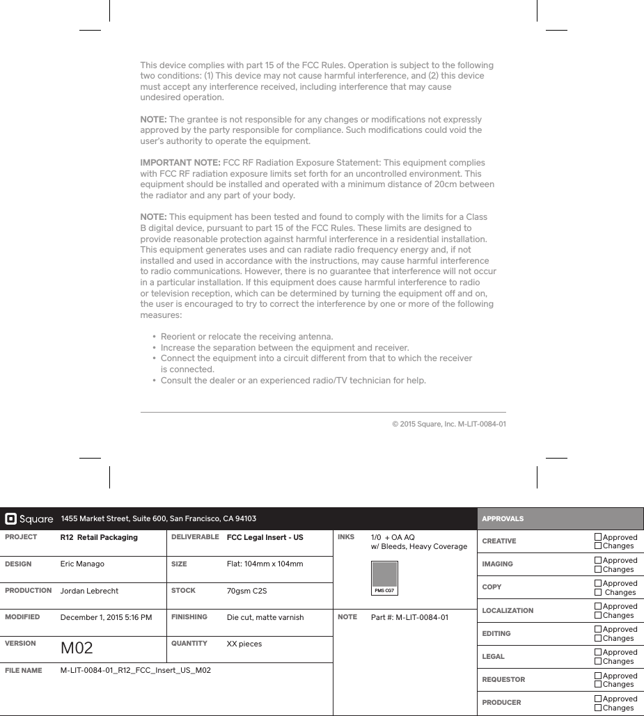 Square SHR1 Card Reader User Manual Leaflet