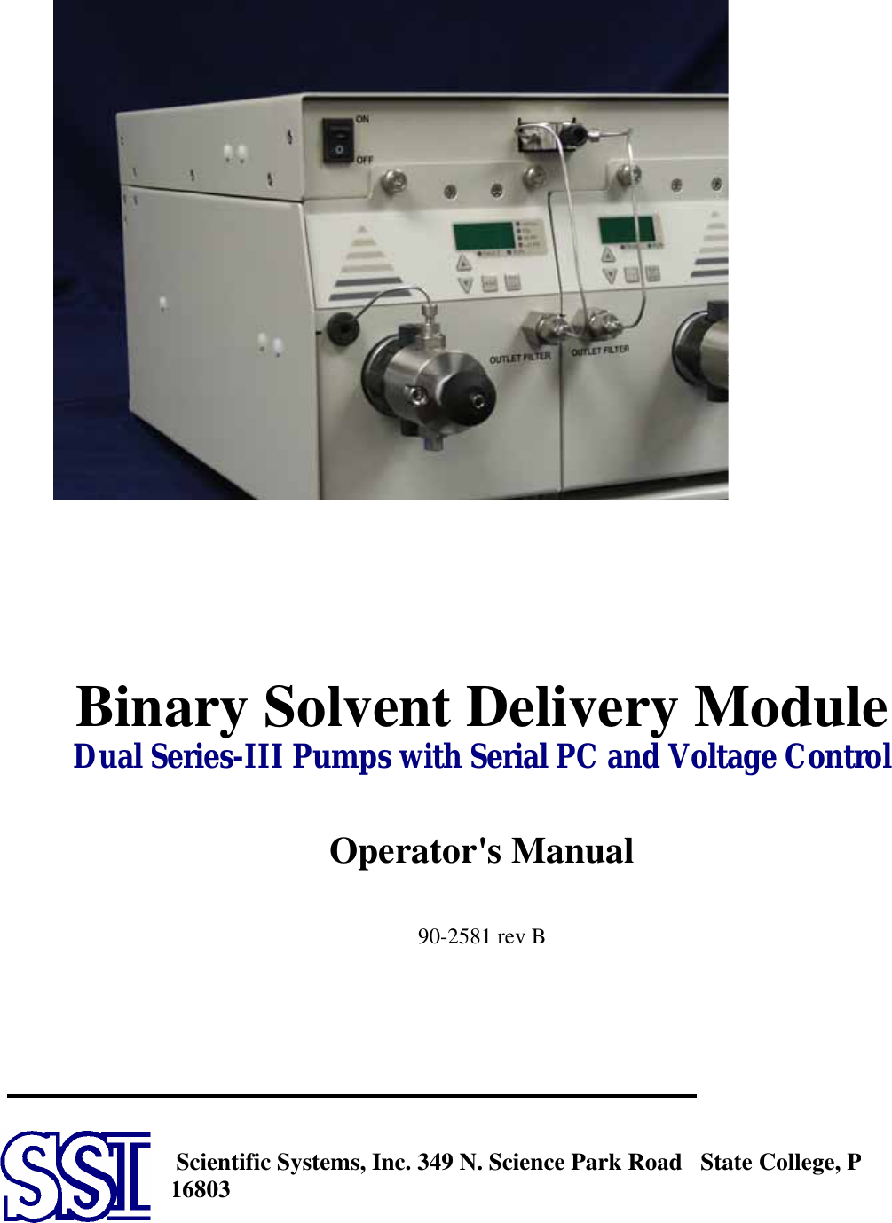 Ssi America Binary Solvent Delivery Module 90 2581 Rev B Users Manual ...