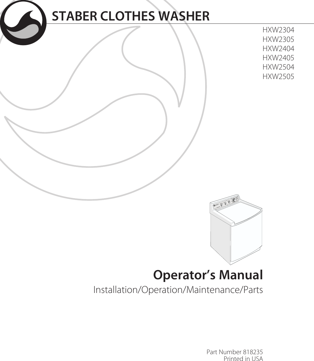 Staber Industries Hxw2304 Users Manual (PS)
