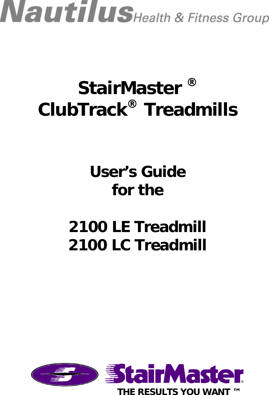 Stairmaster 2100 Lc Users Manual Guide 6 03