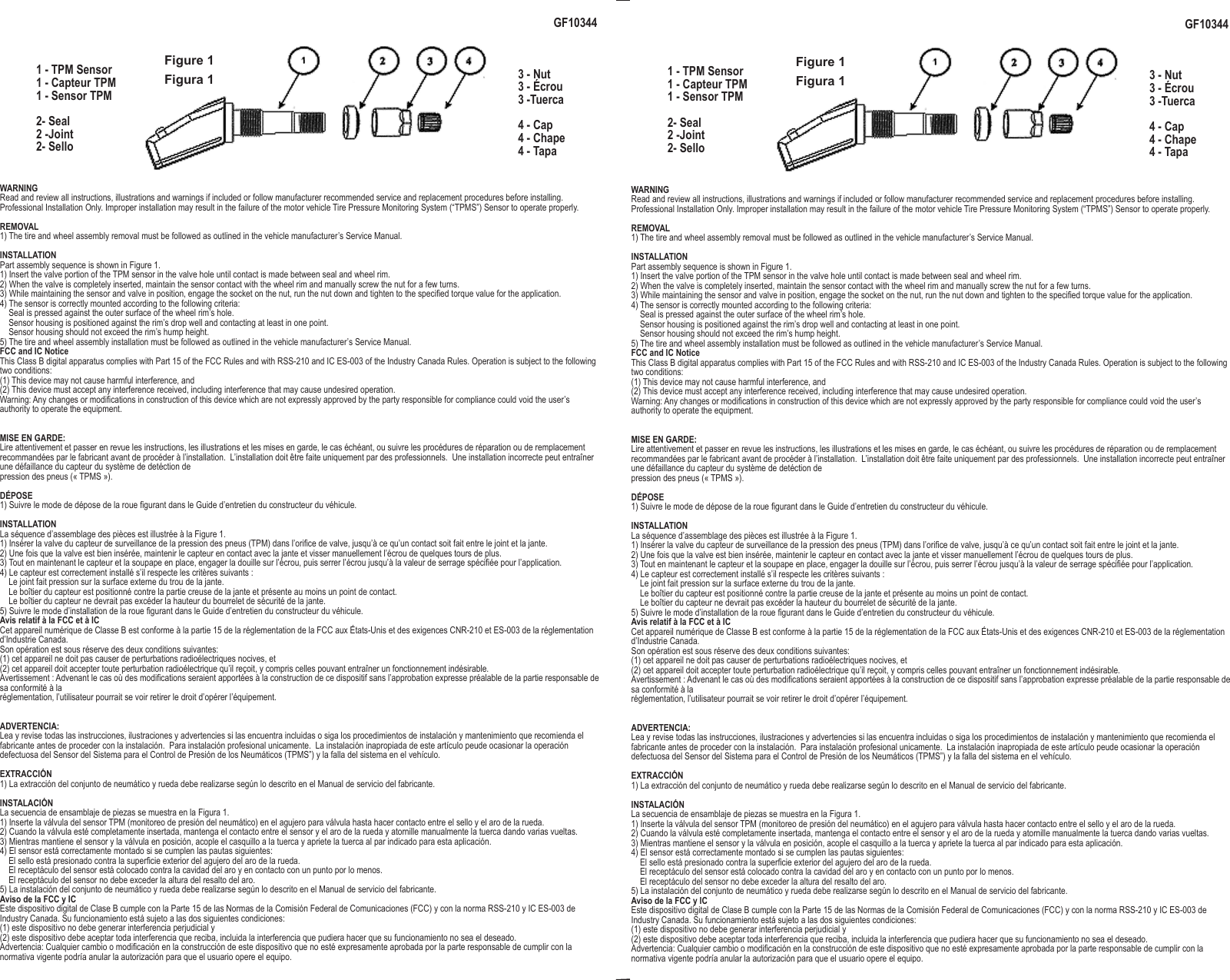Standard Motor B1B01 TPMS User Manual