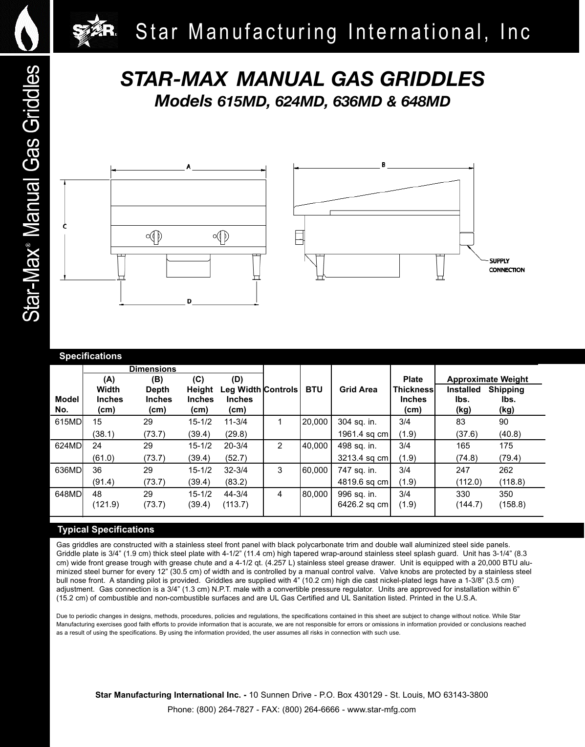 Star Manufacturing Max 615Md Users Manual