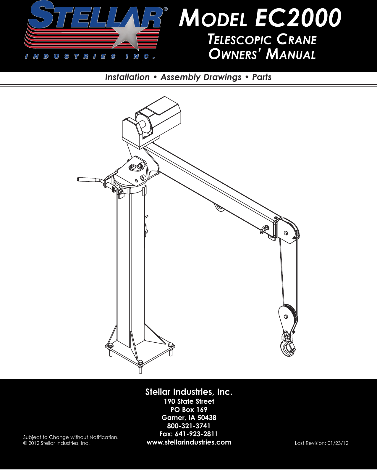 Stellar Industries Telescopic Crane Ec2000 Users Manual