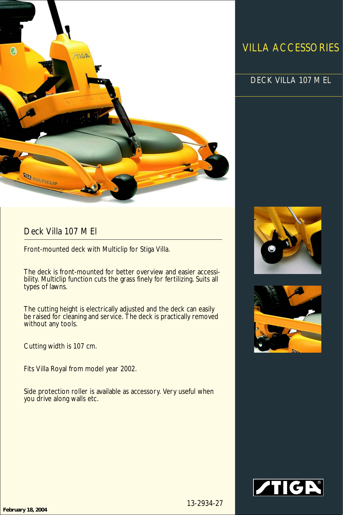 Stiga Deck Villa 107 M El Users Manual