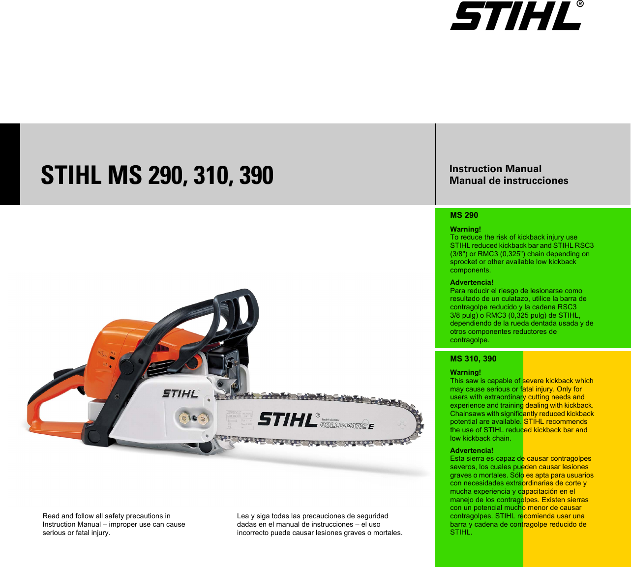 Stihl Ms290 310 390 Manual MS 290 310 Stihl Ms290 310 390 Manual MS 290 310