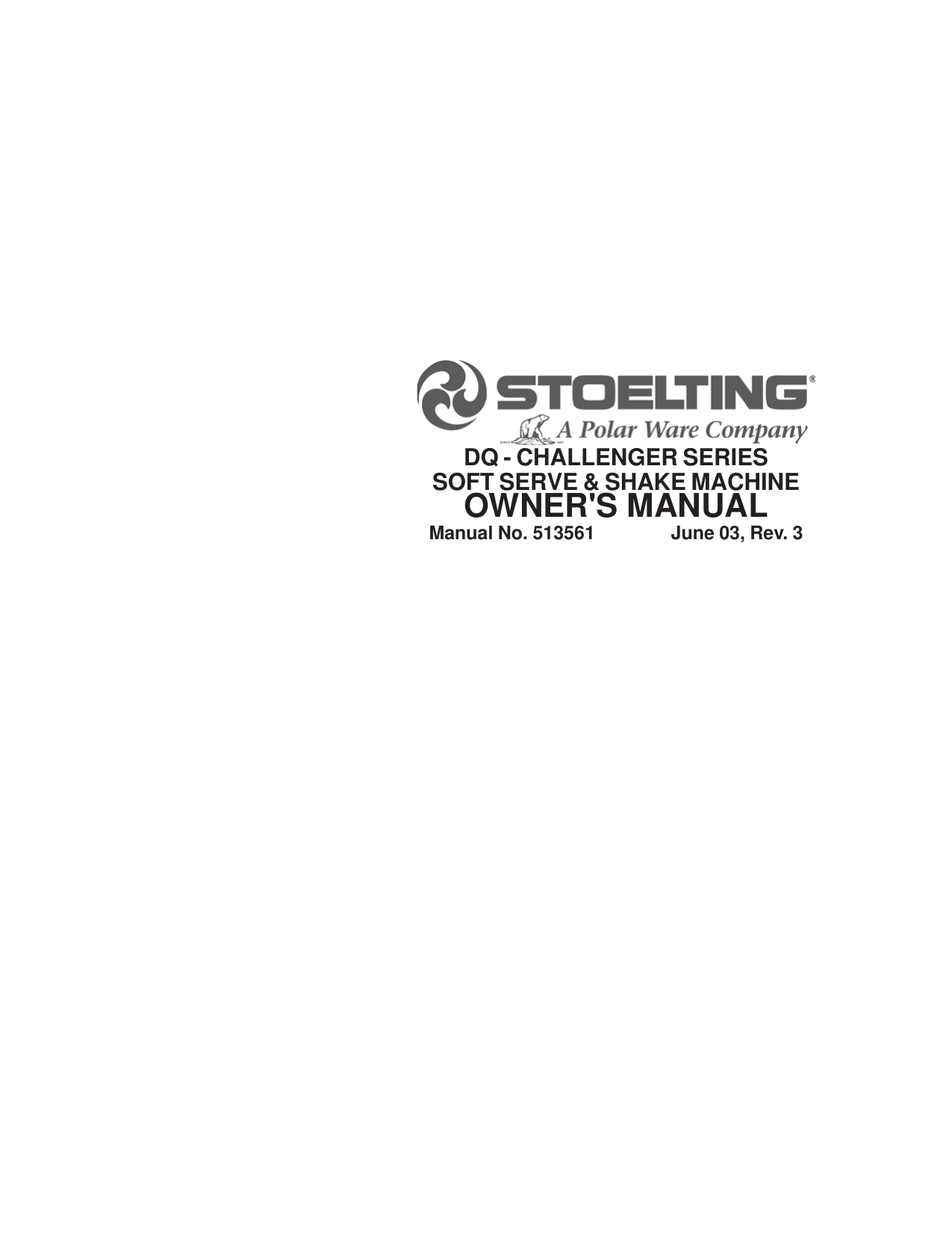 Stoelting Shake Machine Users Manual Cover Rev 3.p65