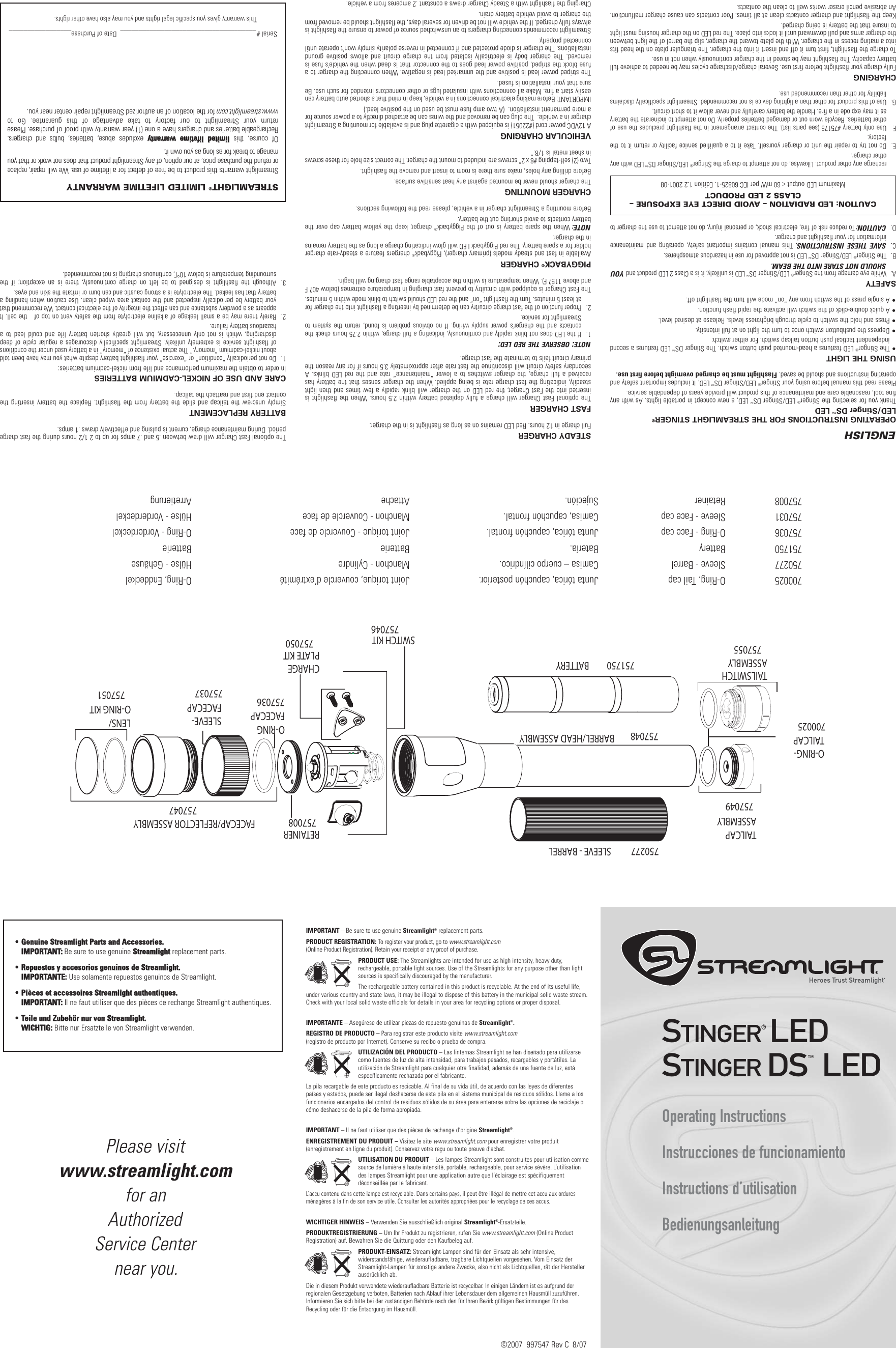Streamlight Stinger 700025 Users Manual LED DS 997547