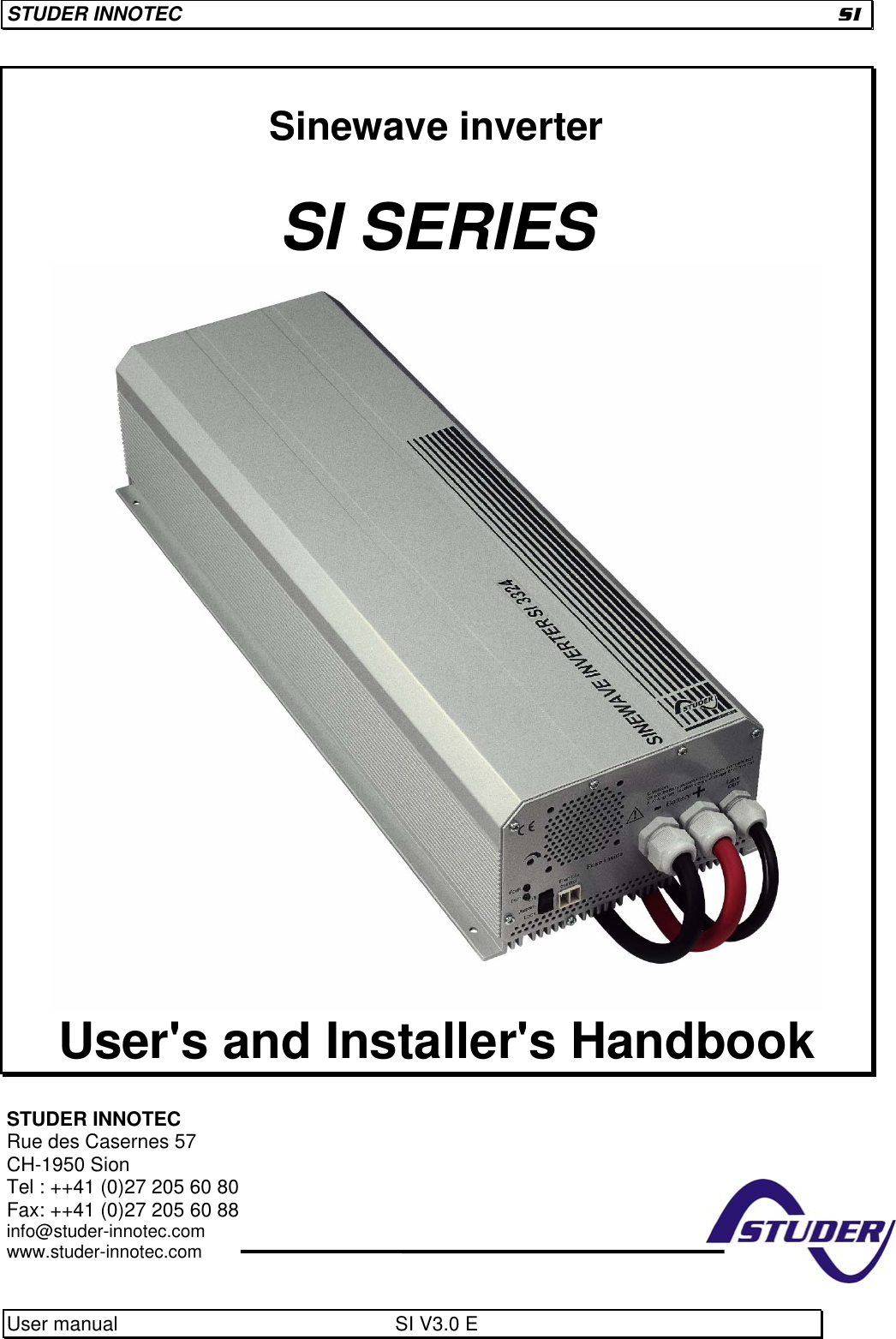 Studer Innotec Si Series Users Manual V3.0 E
