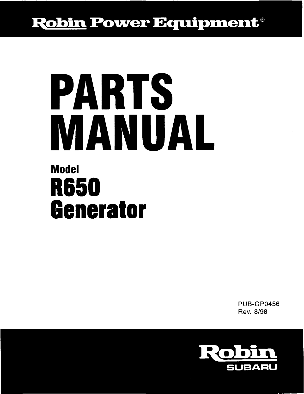 Subaru Robin Power Products R650 Users Manual Generator