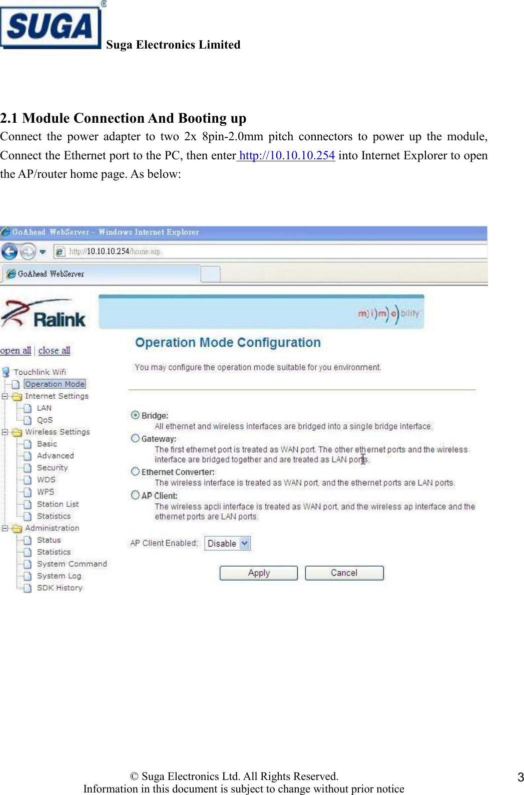 Suga Electronics SWP23MA 802.11b/g/n (2T2R) WLAN AP/Router Module User ...