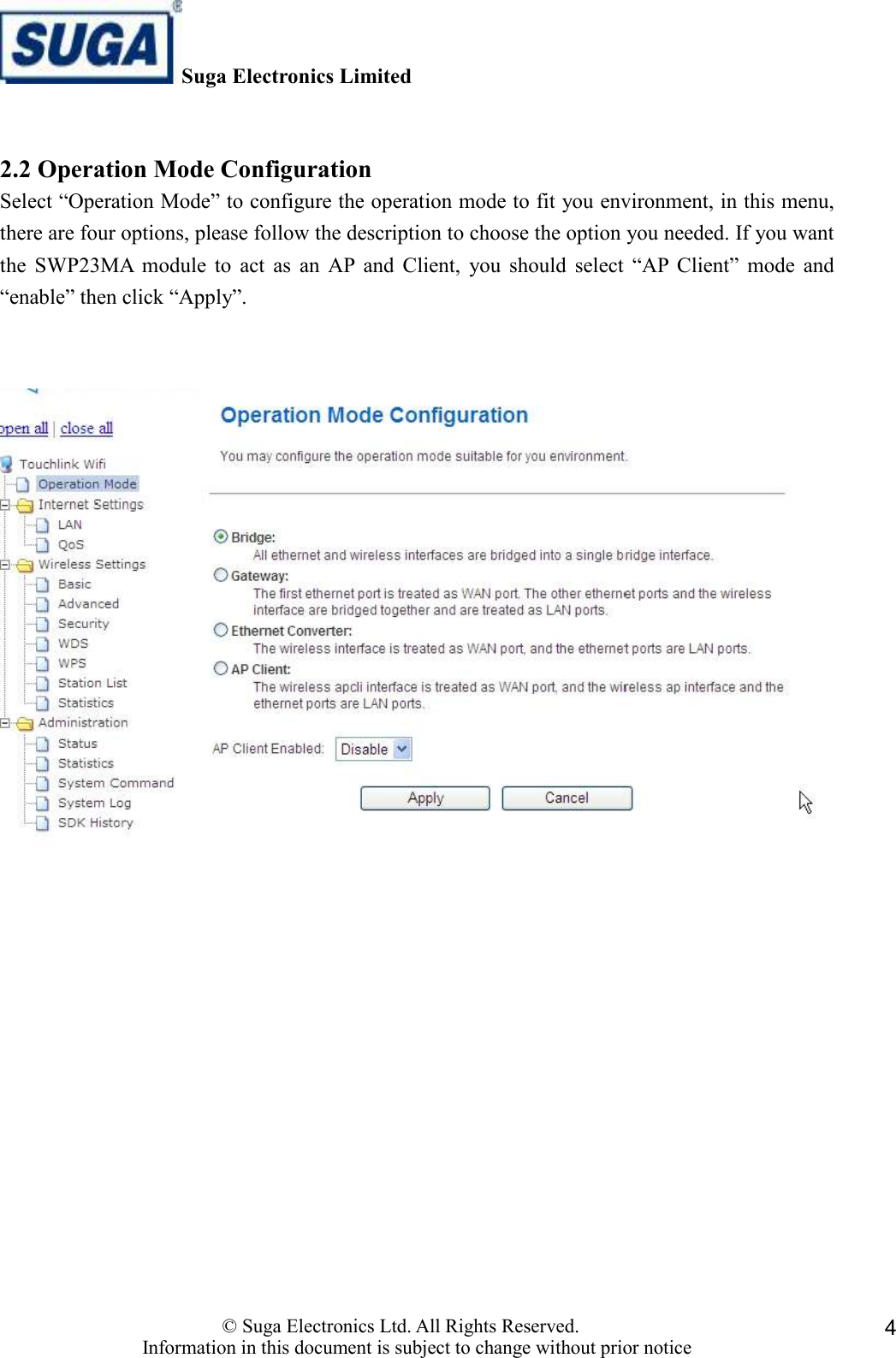 Suga Electronics SWP23MA 802.11b/g/n (2T2R) WLAN AP/Router Module User ...