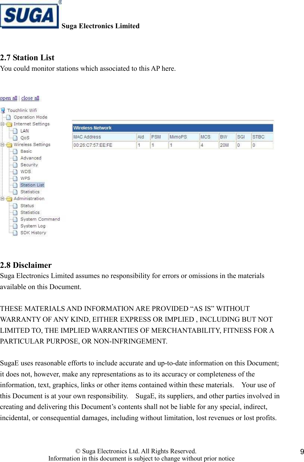 Suga Electronics SWP23MA 802.11b/g/n (2T2R) WLAN AP/Router Module User ...