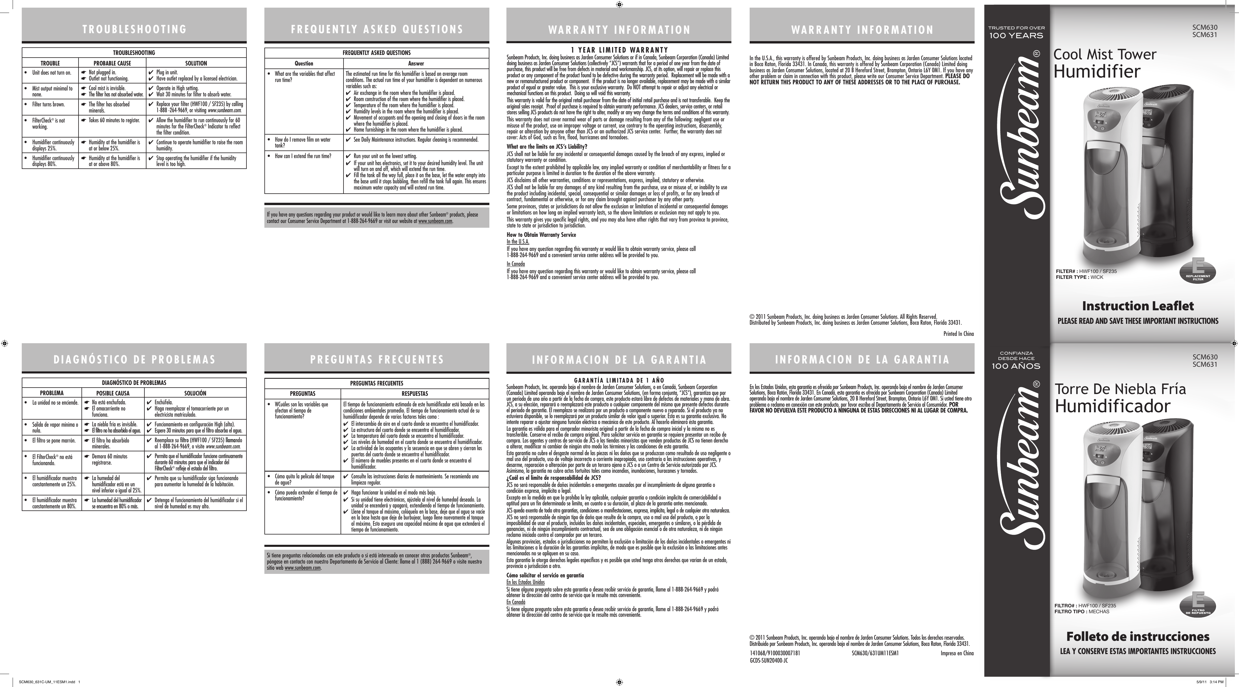 Sunbeam Bedding Scm630Bc Num Users Manual