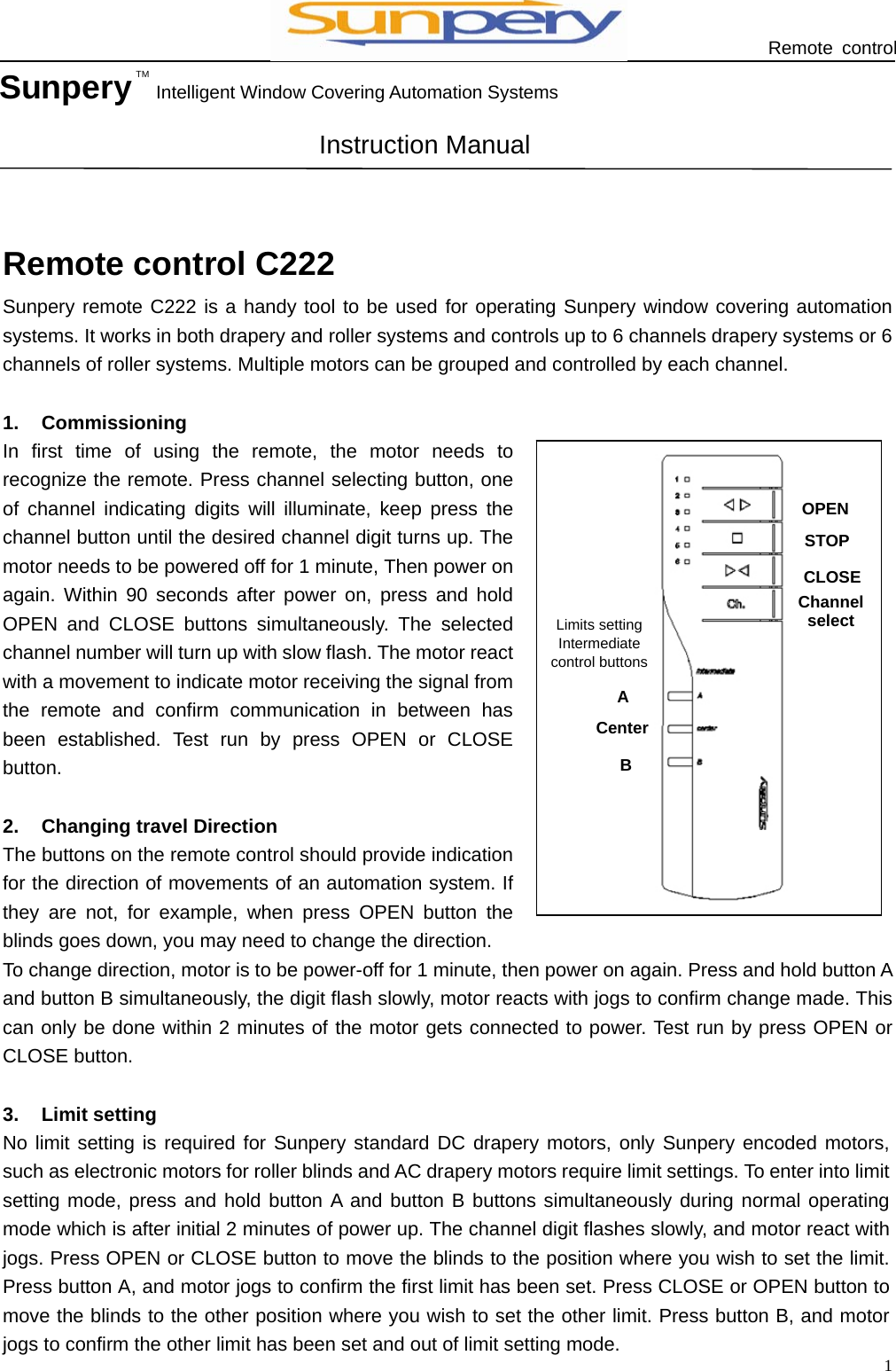 Sunpery C222-9120 RF Remote Transmitter User Manual remote 9120 ...