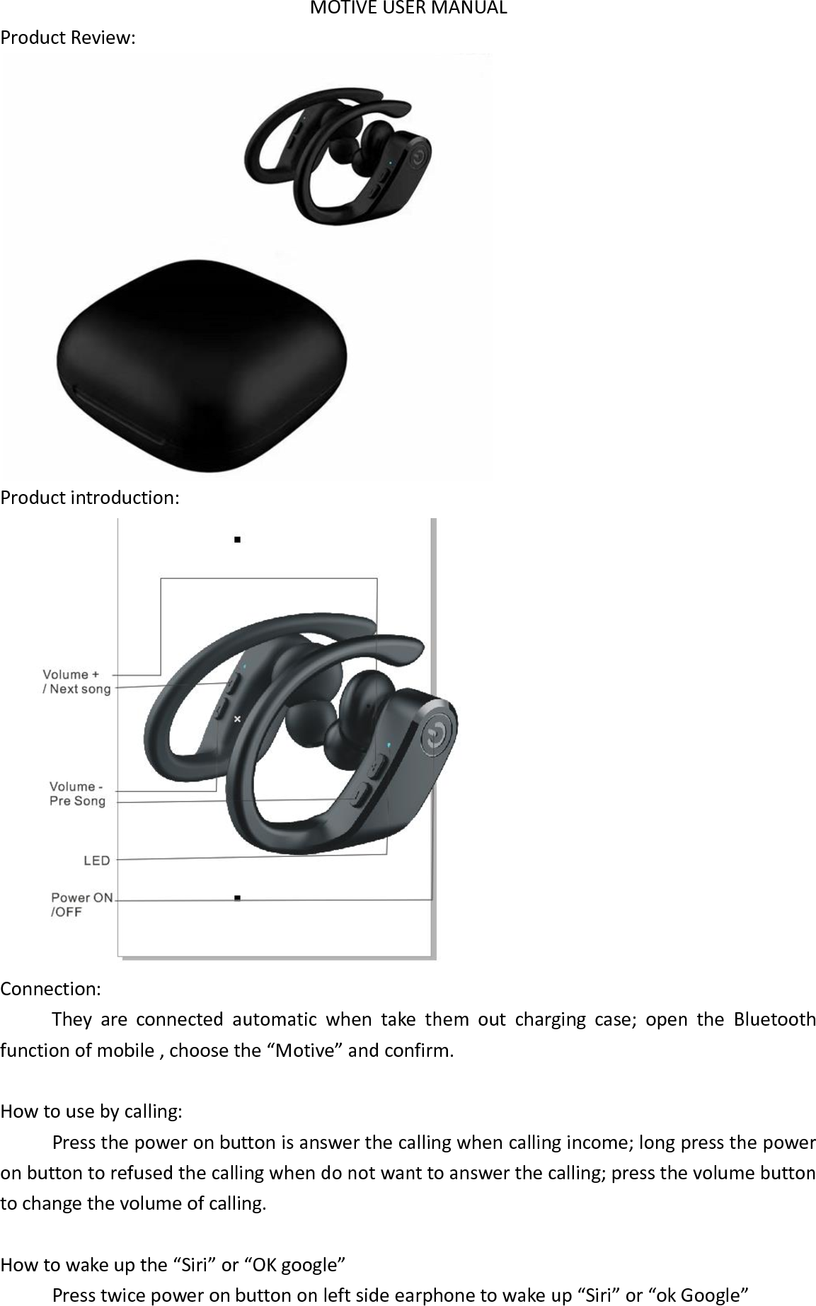 Swage Electronics MOTIVE TWS earphones User Manual
