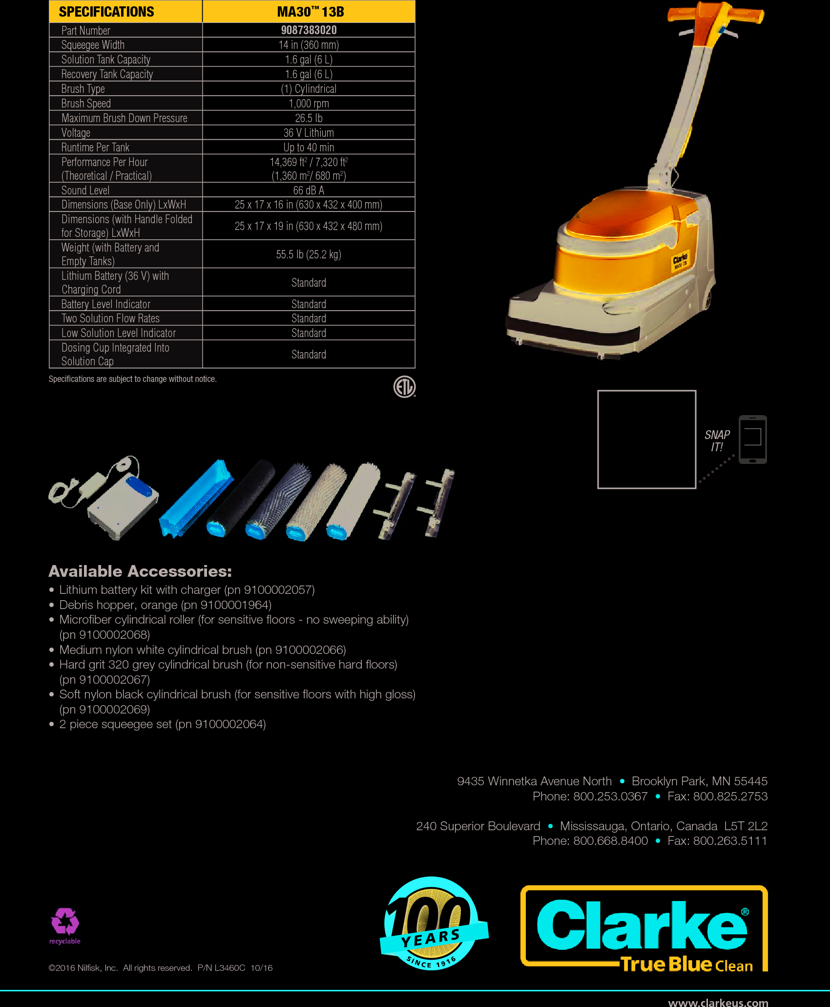 Sweepscrub Clarke Ma30 13B Brochure User Manual