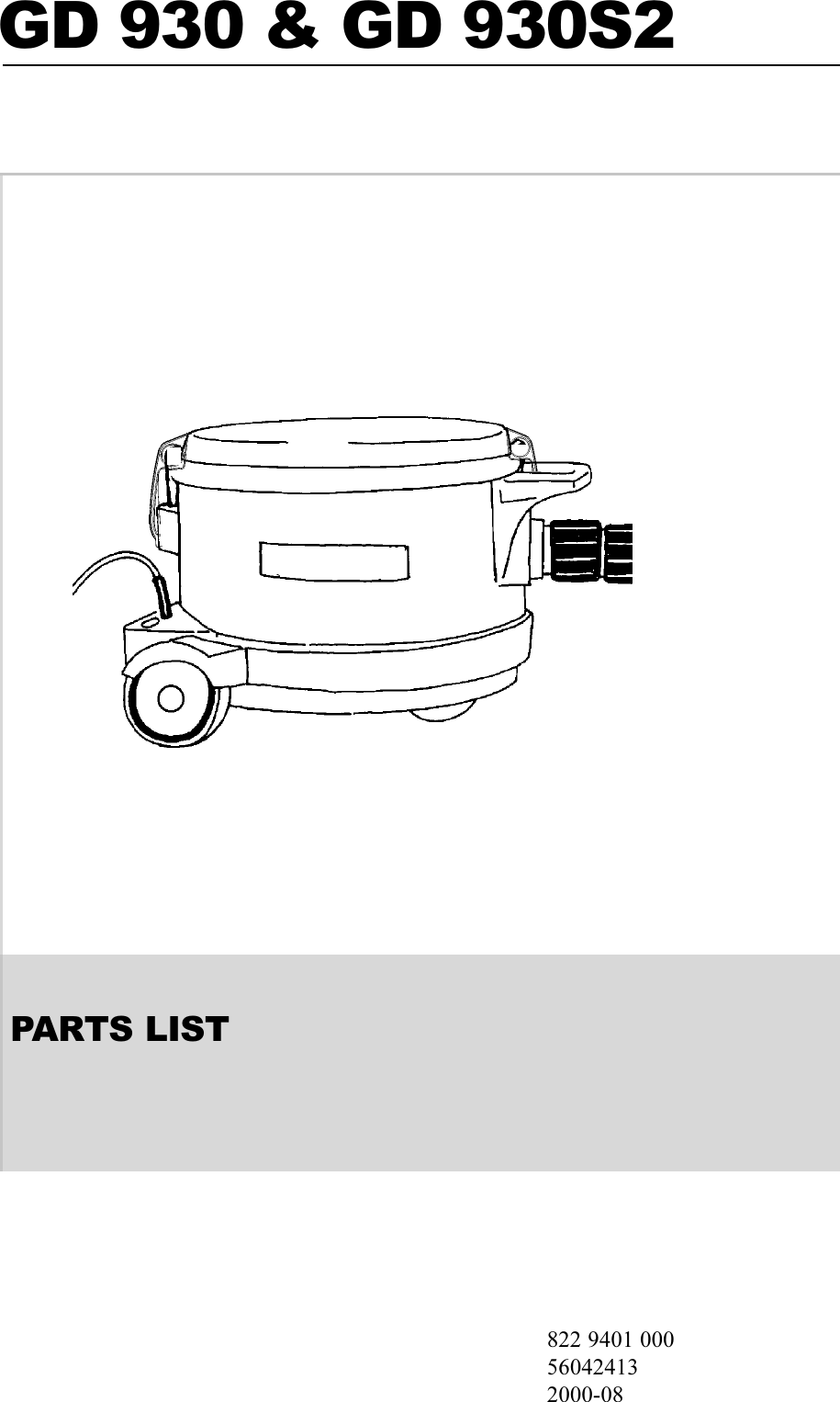 Euroclean GD930 Parts Manual