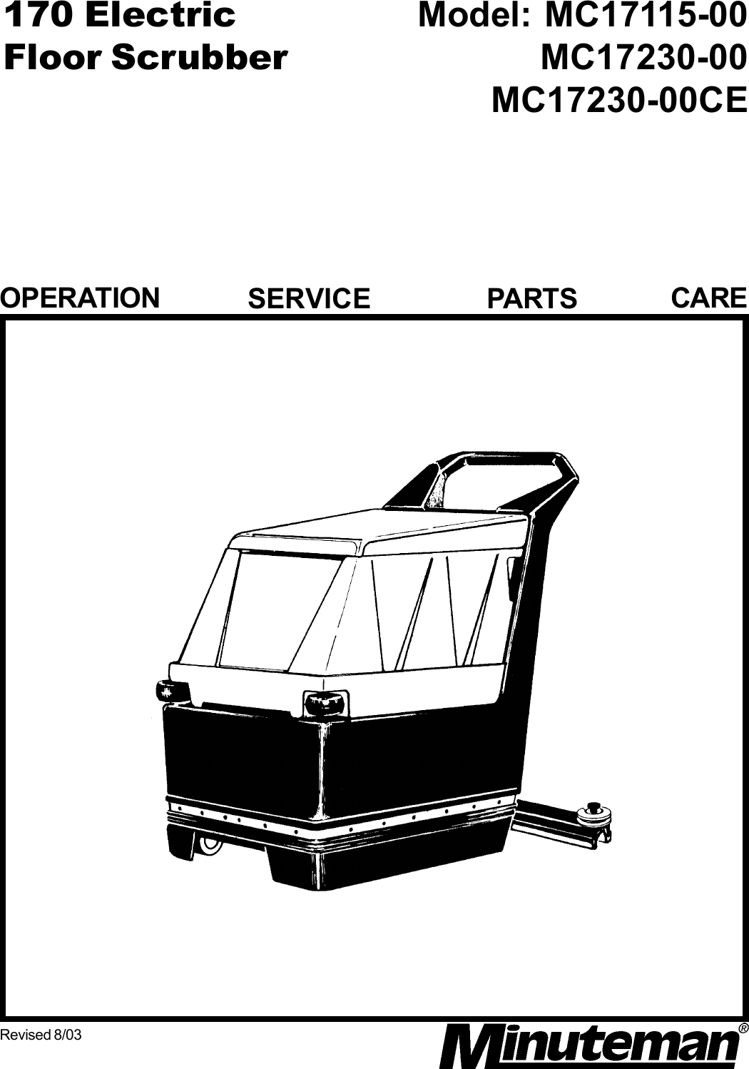 983211, 170 El.p65 Minuteman electric walk behind floor scrubber parts ...