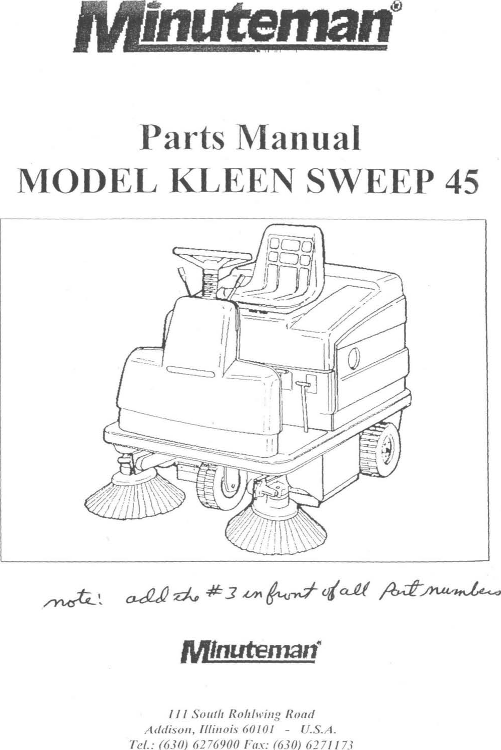 __ Minuteman kleen sweep 45 rider floor scrubber parts and operator manual