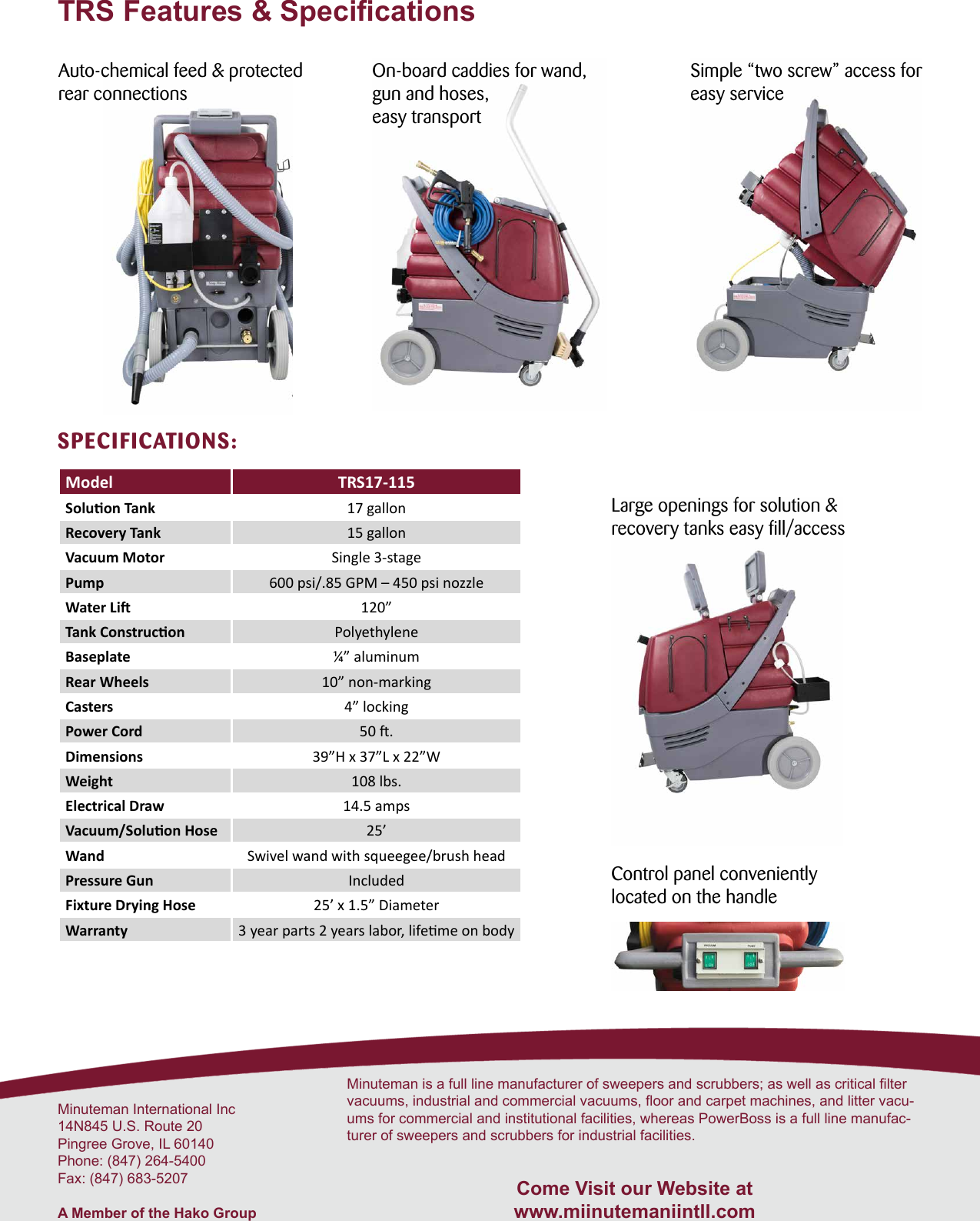 Minuteman total restroom system brochure and specifications